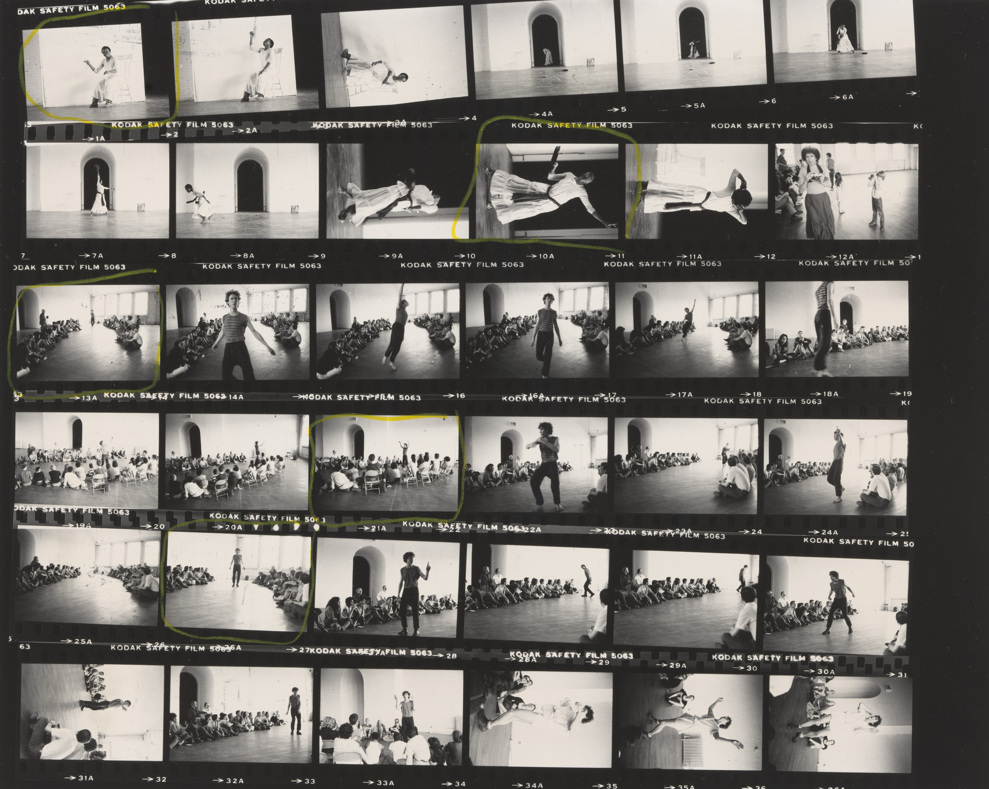 Contact sheet documenting Blondell Cummings and John Bernd performing ...