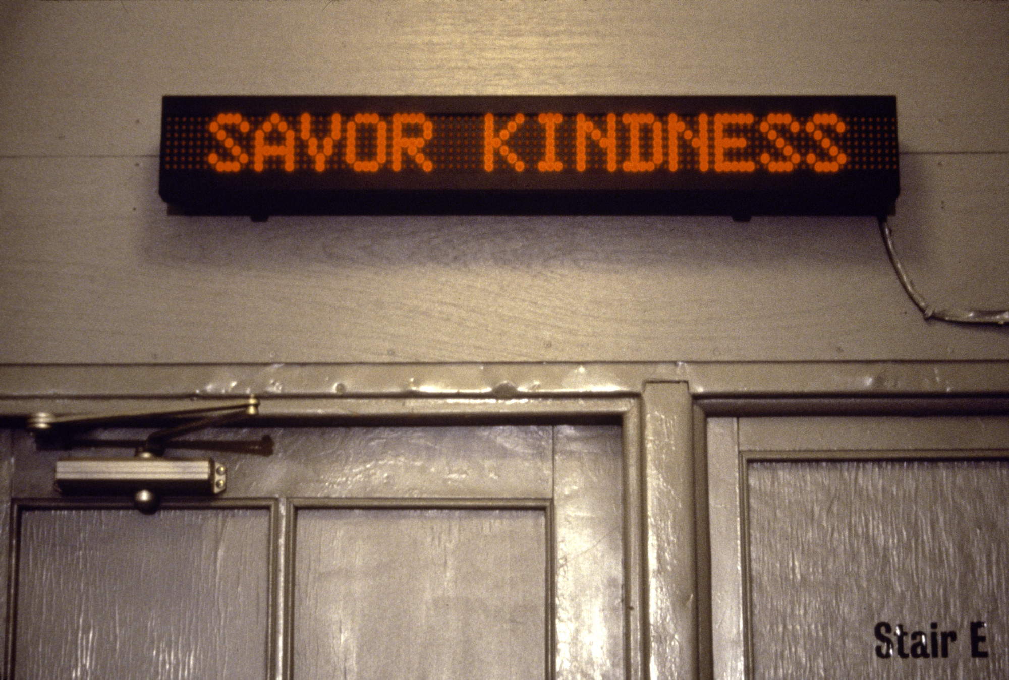 Installation view of "Olympian Sign" by Jenny Holzer in the P.S. 1 ...