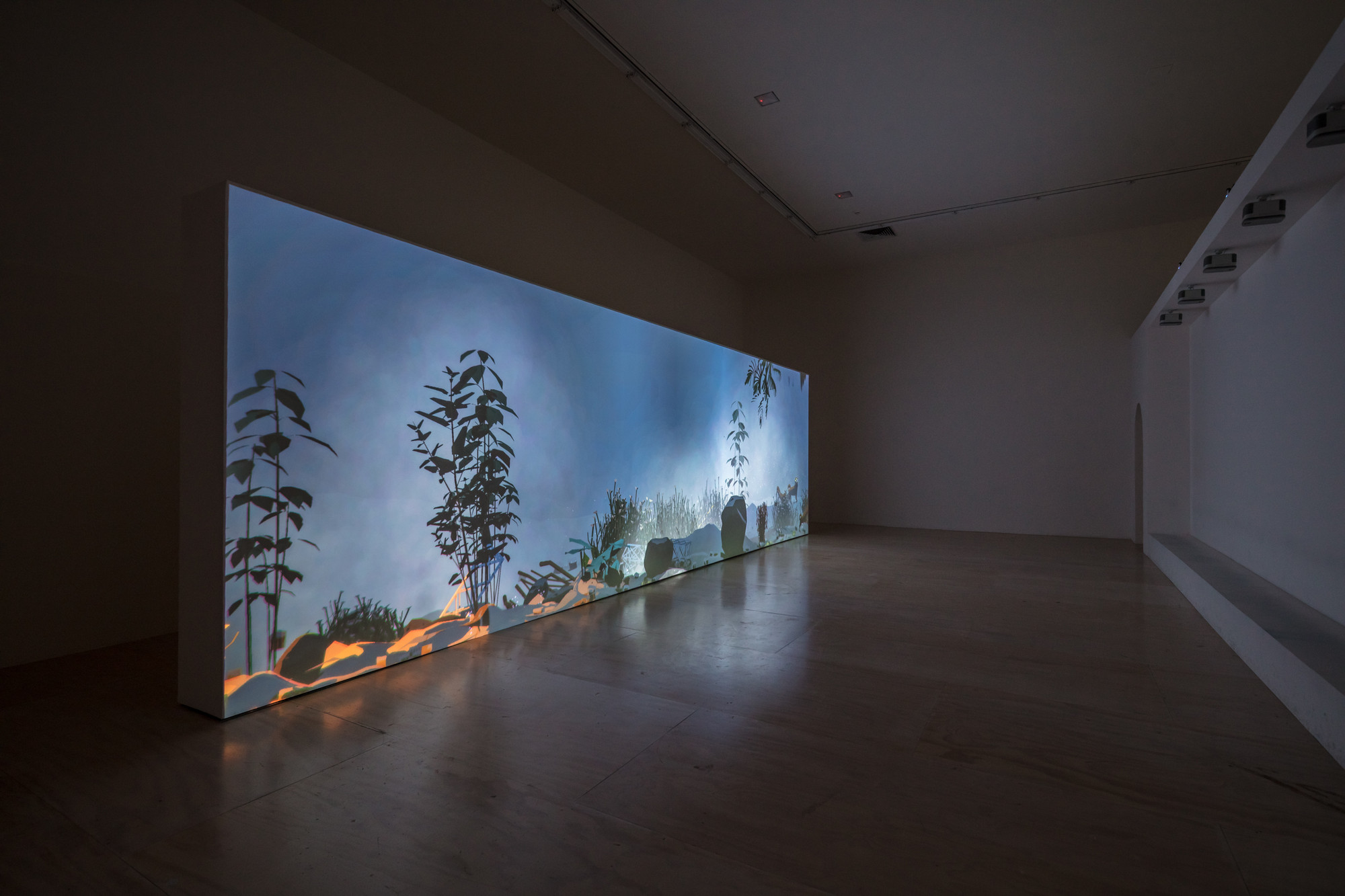 Installation view of the exhibition "Ian Cheng: Emissaries" | MoMA
