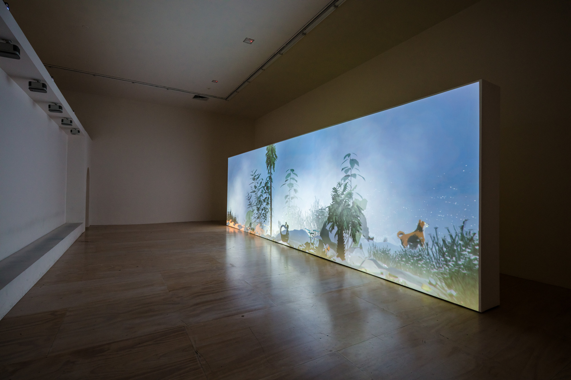 Installation view of the exhibition "Ian Cheng: Emissaries" | MoMA