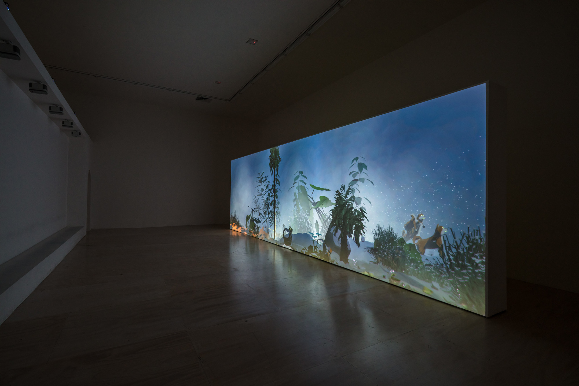Installation view of the exhibition "Ian Cheng: Emissaries" | MoMA