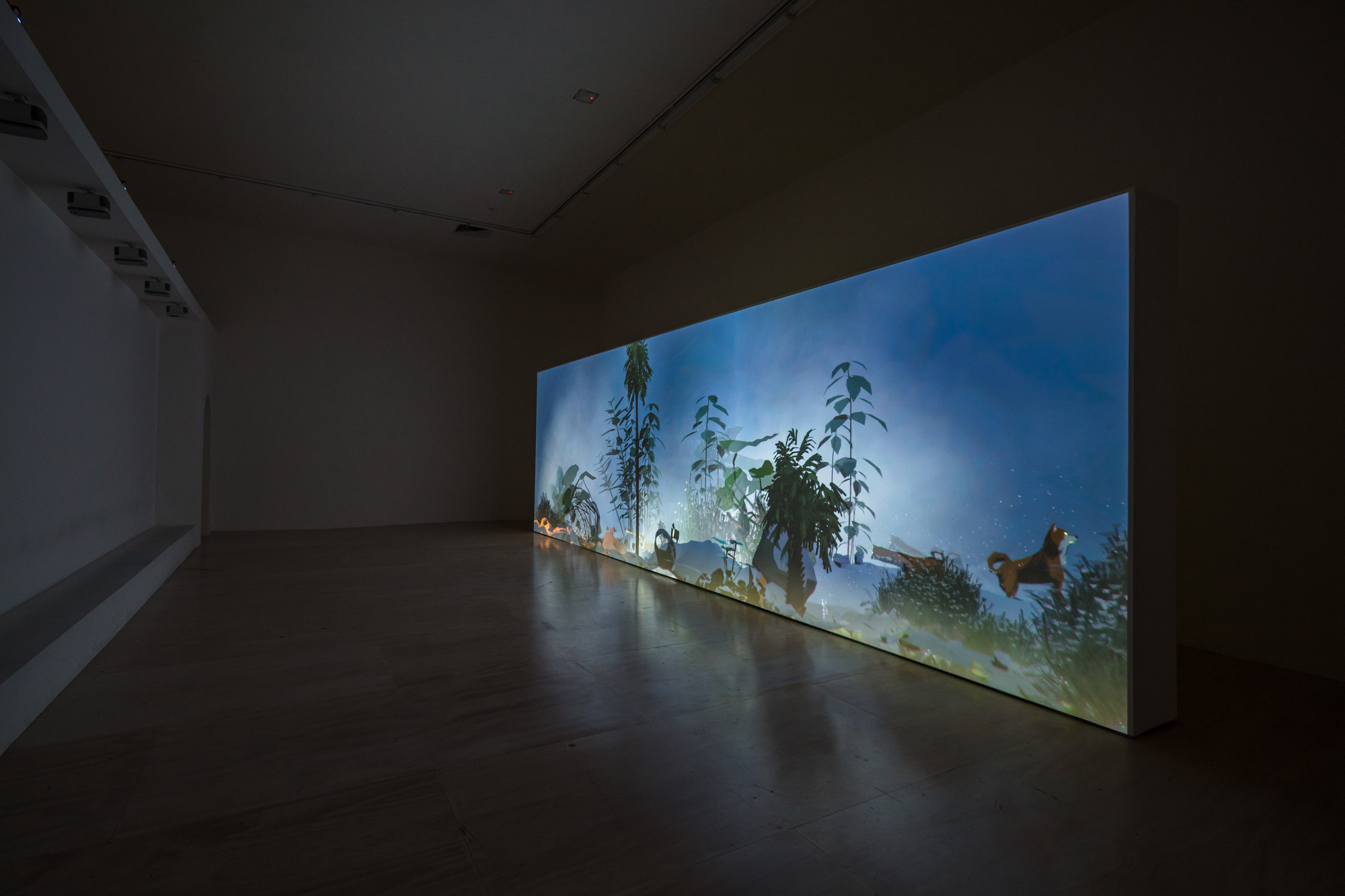 Installation view of the exhibition "Ian Cheng: Emissaries" | MoMA