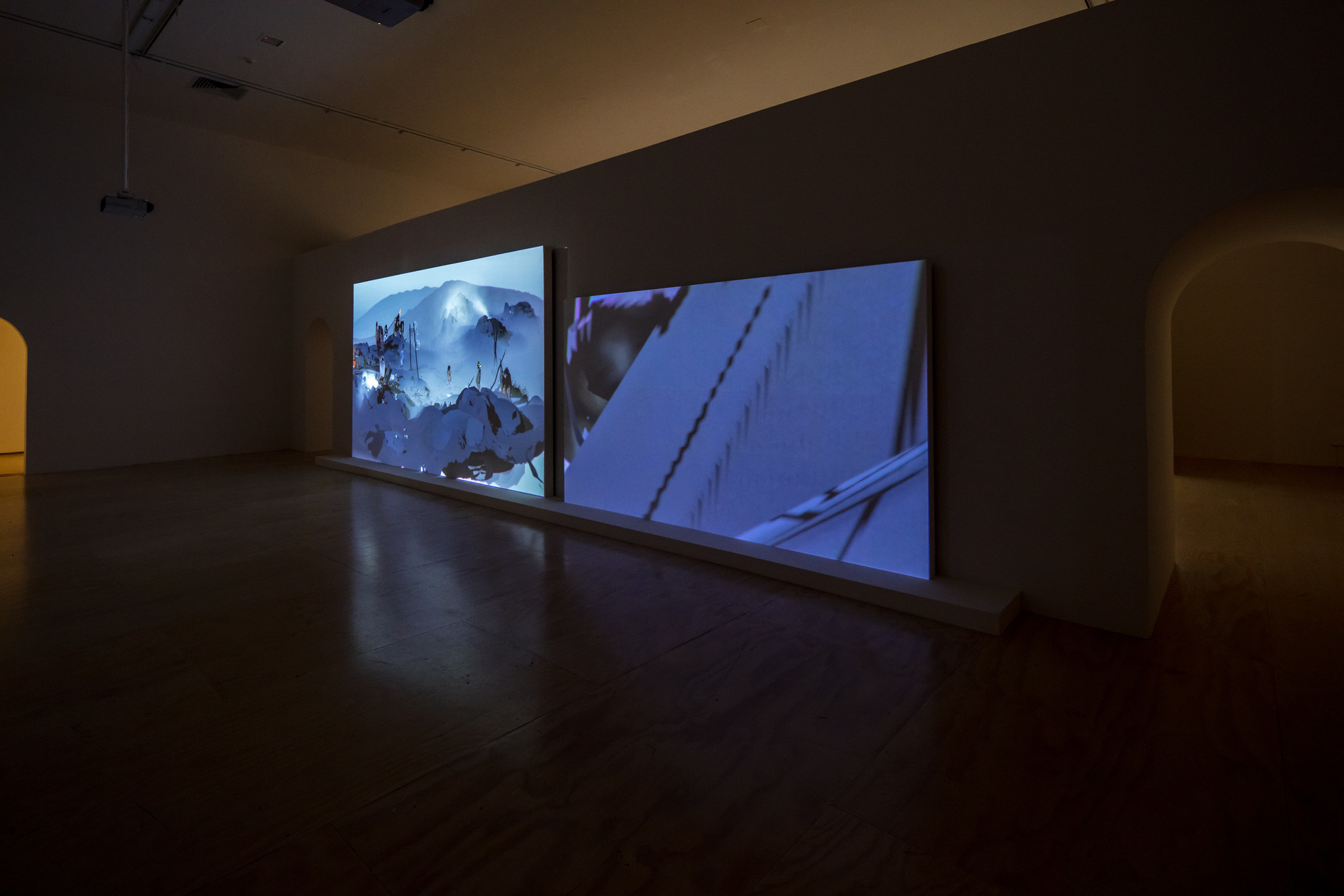 Installation view of the exhibition "Ian Cheng: Emissaries" | MoMA