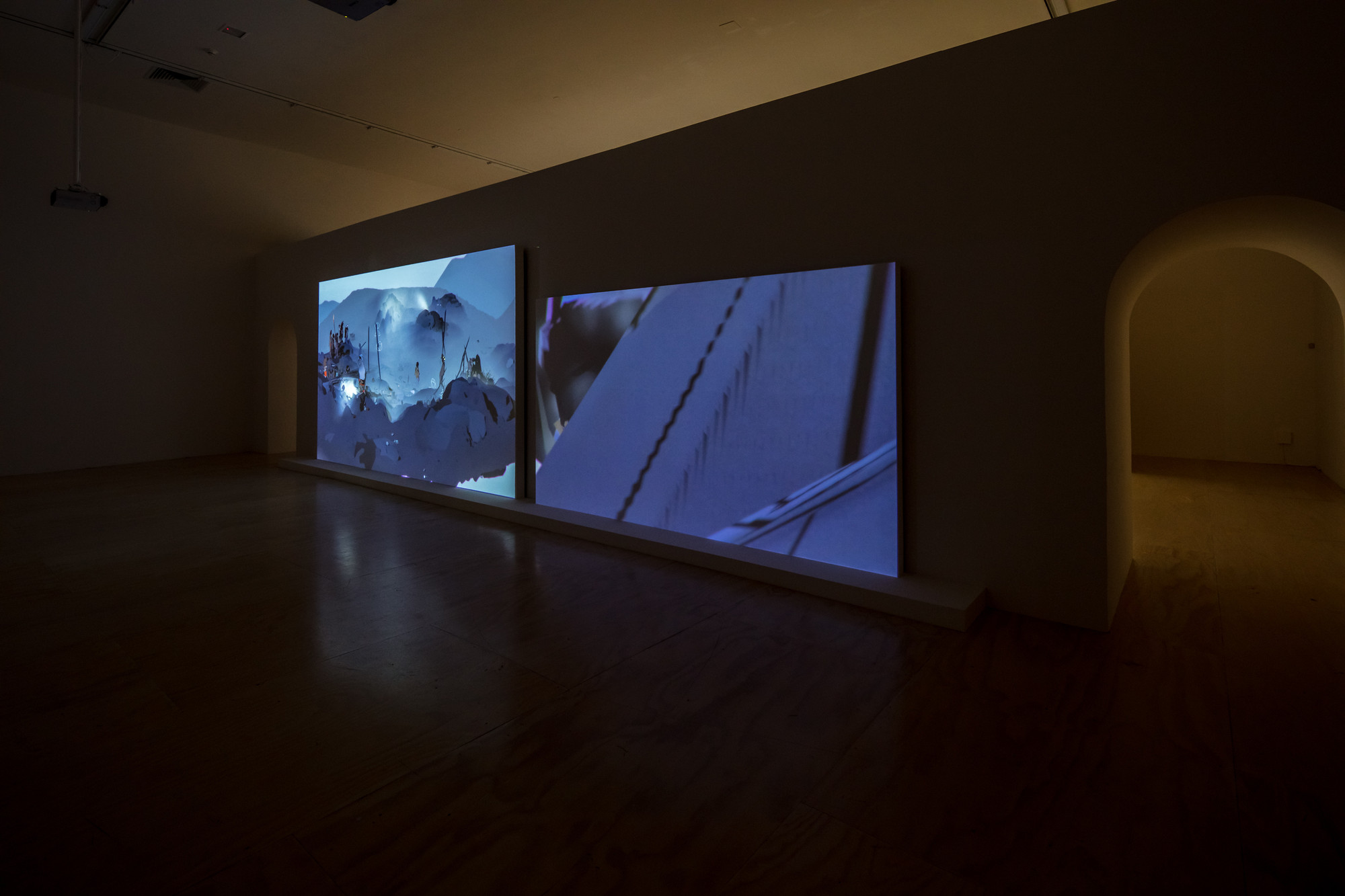 Installation view of the exhibition "Ian Cheng: Emissaries" | MoMA