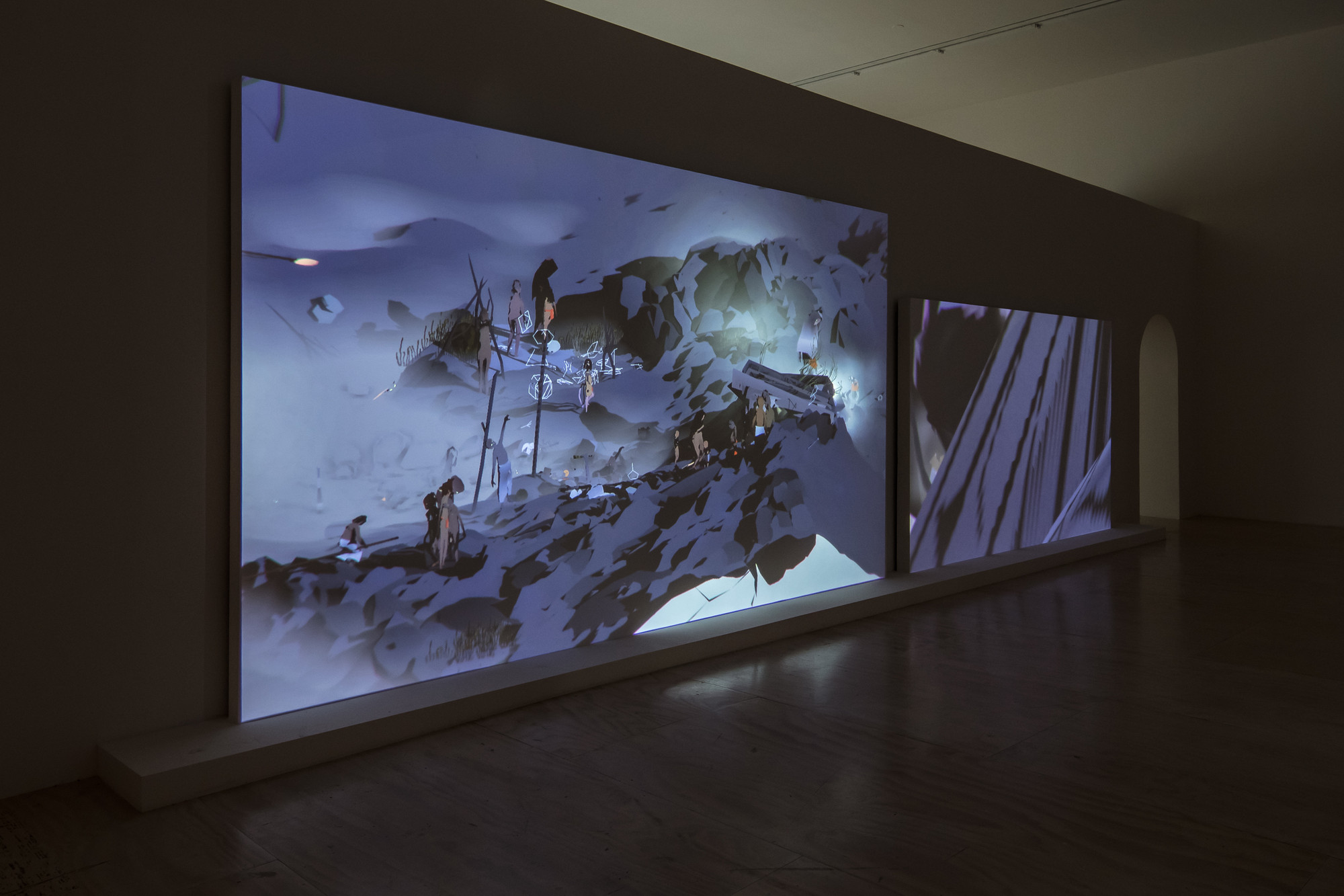 Installation view of the exhibition "Ian Cheng: Emissaries" | MoMA