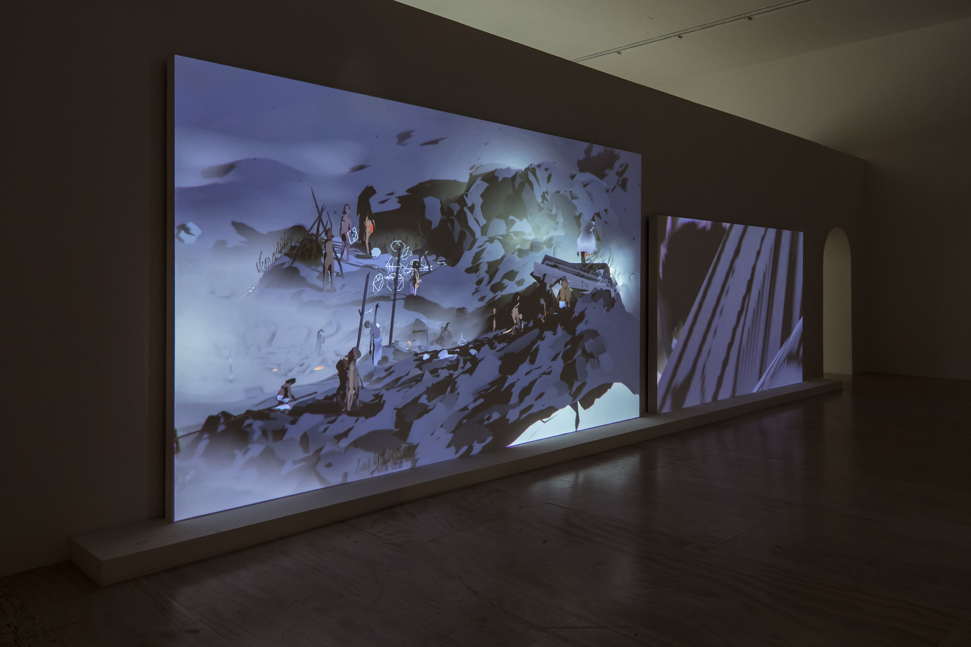 Installation view of the exhibition "Ian Cheng: Emissaries" | MoMA