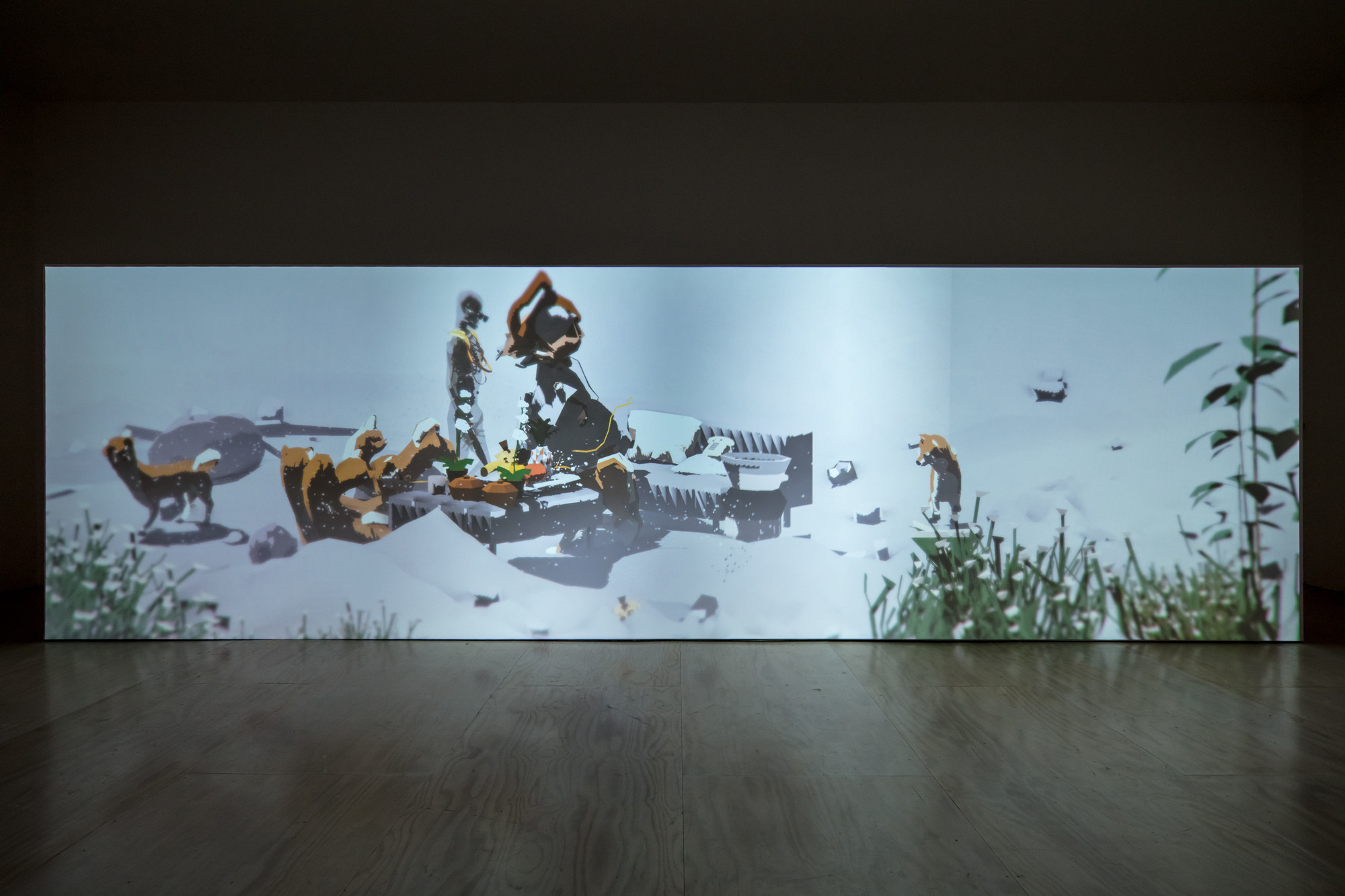 Installation view of the exhibition "Ian Cheng: Emissaries" | MoMA