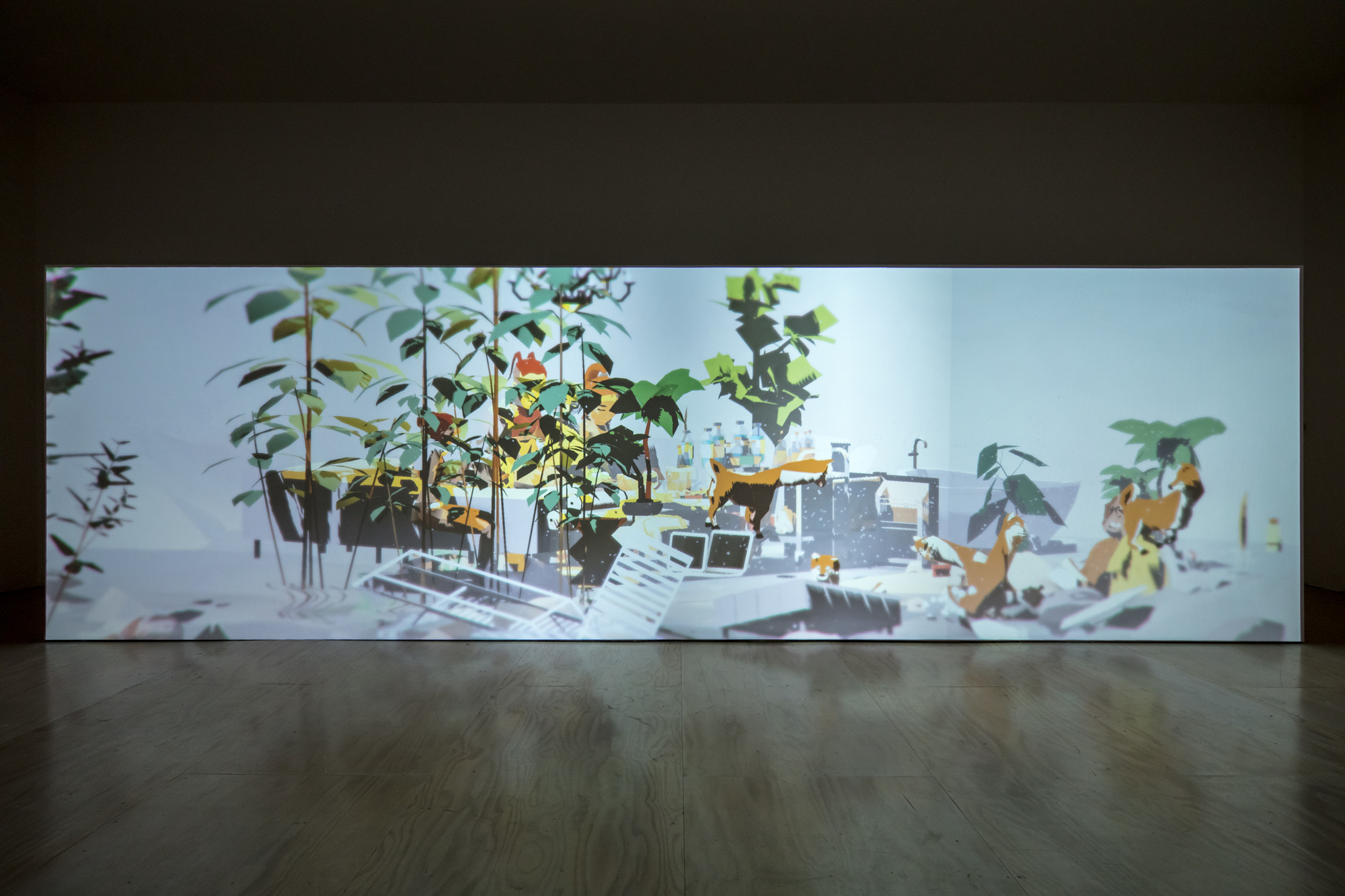 Installation view of the exhibition "Ian Cheng: Emissaries" | MoMA