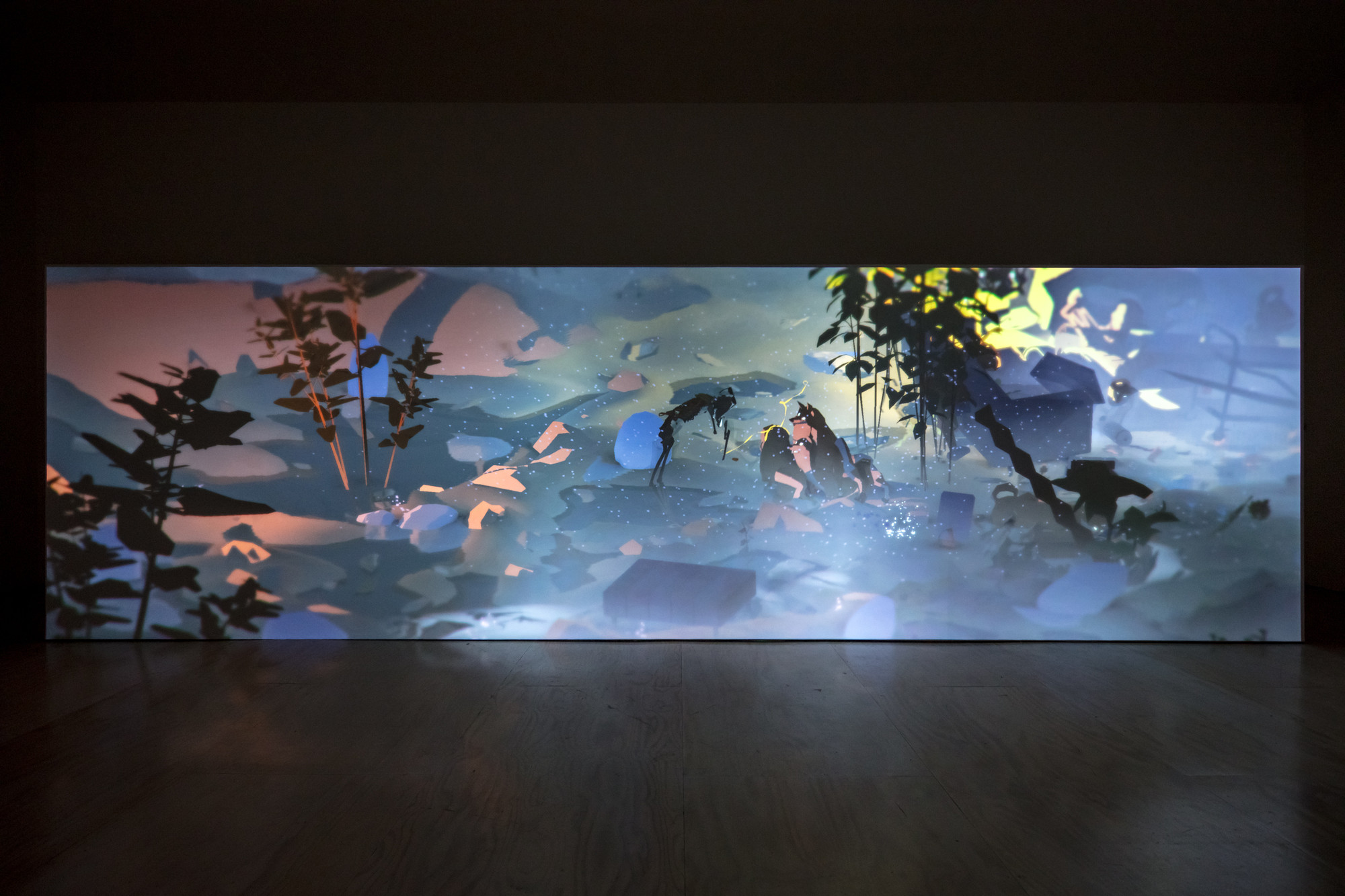 Installation view of the exhibition "Ian Cheng: Emissaries" | MoMA