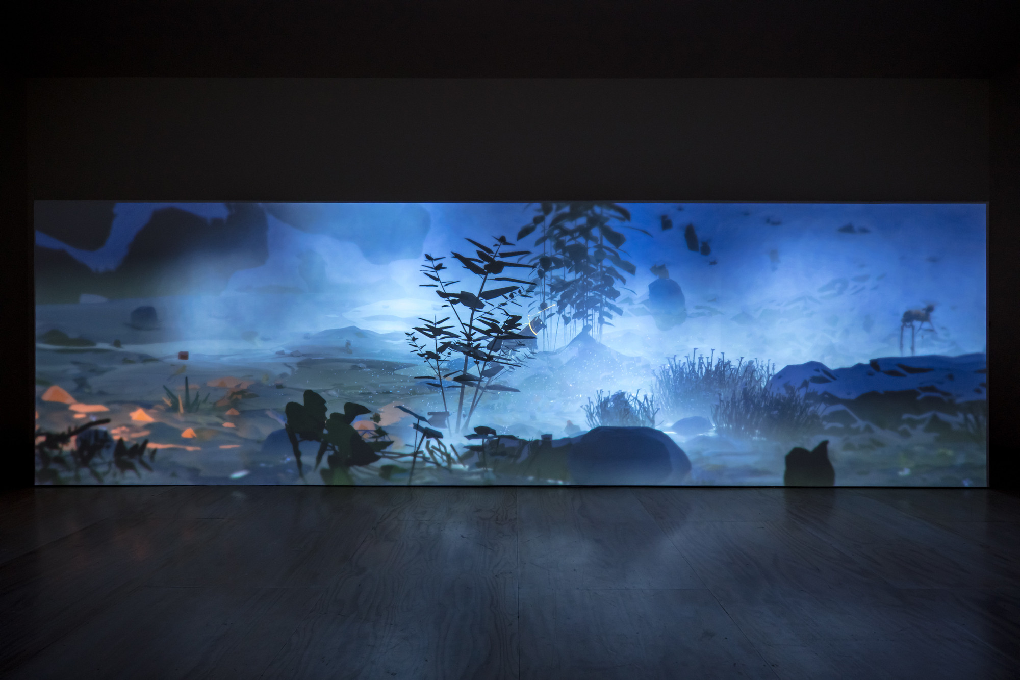 Installation view of the exhibition "Ian Cheng: Emissaries" | MoMA