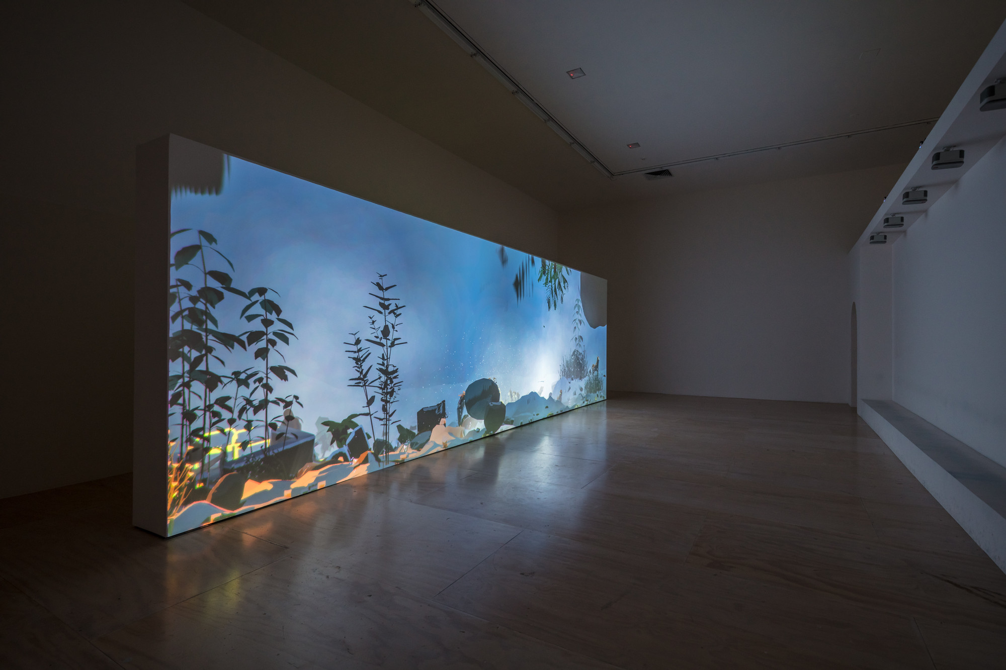 Installation view of the exhibition "Ian Cheng: Emissaries" | MoMA