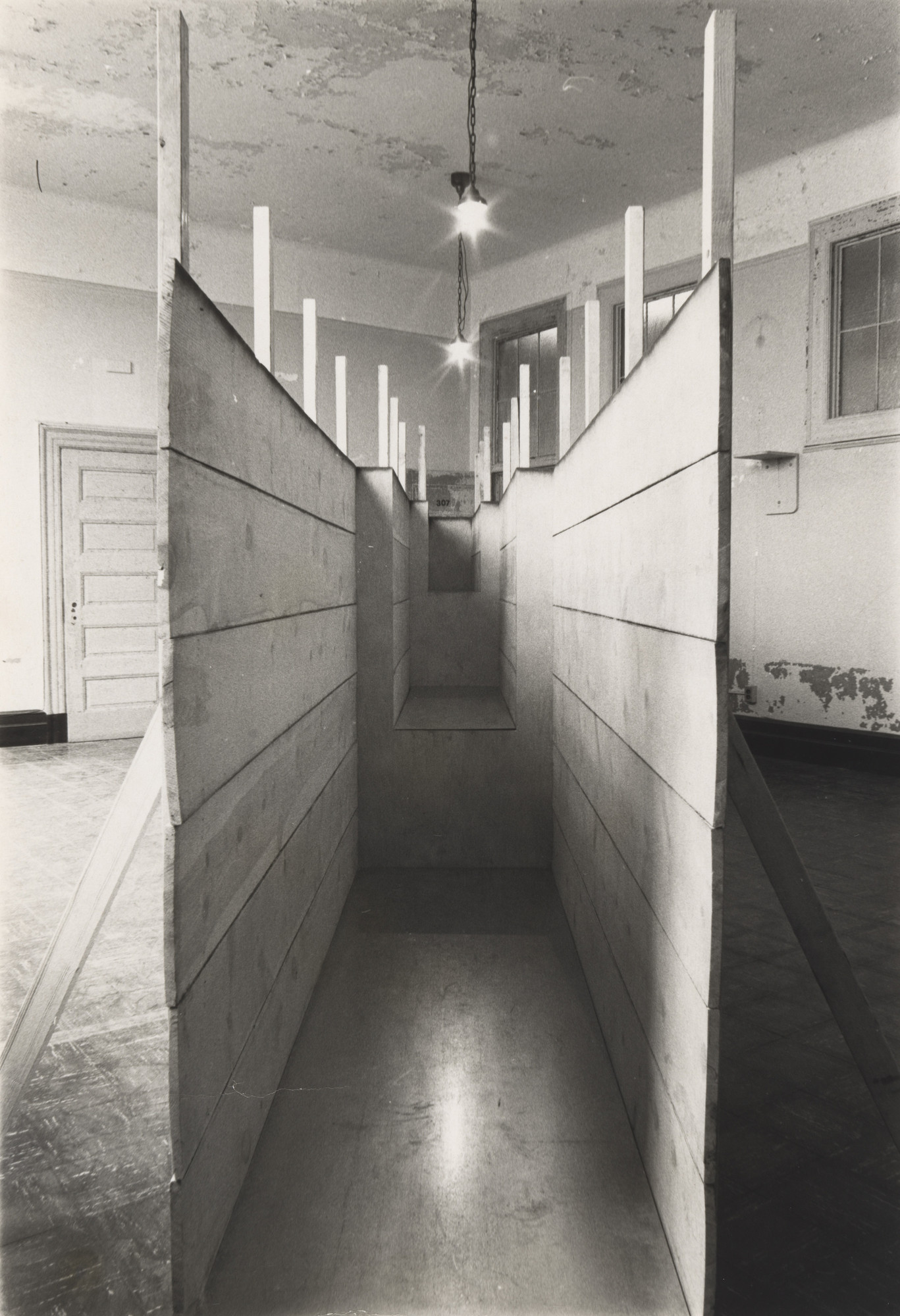 Installation view of Mary Miss's work "Sapping, 1975" in the exhibition ...