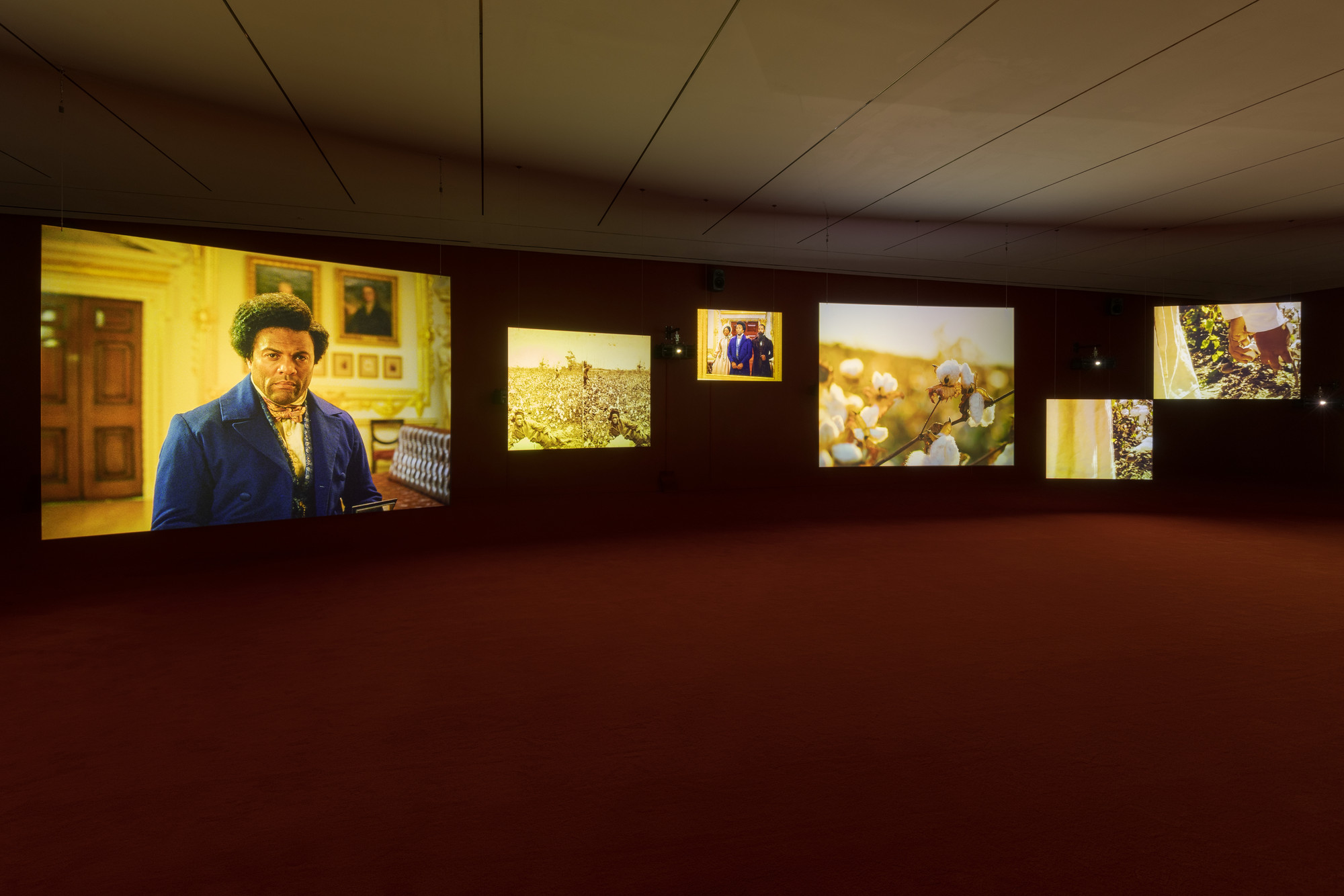 Installation view of the exhibition “Isaac Julien: Lessons of the Hour ...