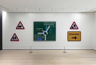 Jock Kinneir, Margaret Calvert. Road works sign for British roadways ...