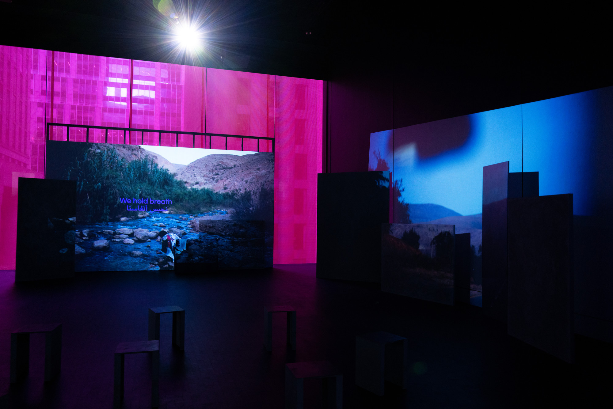 Installation view of the exhibition "Basel Abbas and Ruanne Abou-Rahme ...