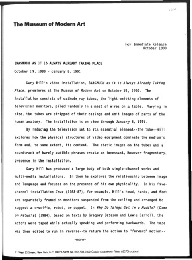 INASMUCH as It Is Always Already Taking Place | MoMA