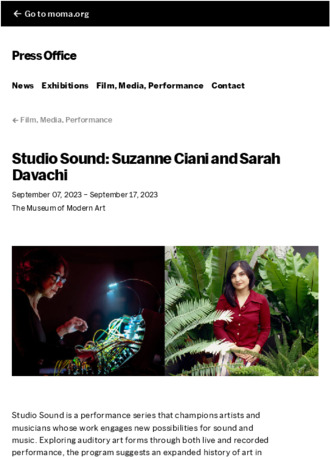 Studio Sound: Suzanne Ciani and Sarah Davachi | MoMA