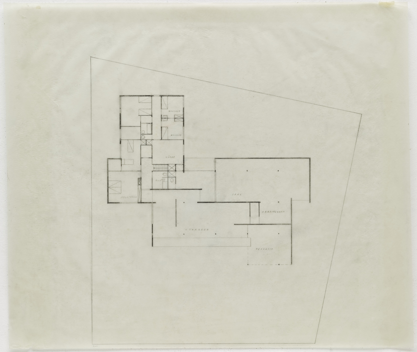 Ludwig Mies van der Rohe. Nolde House Project, Berlin-Dahlem, Germany ...