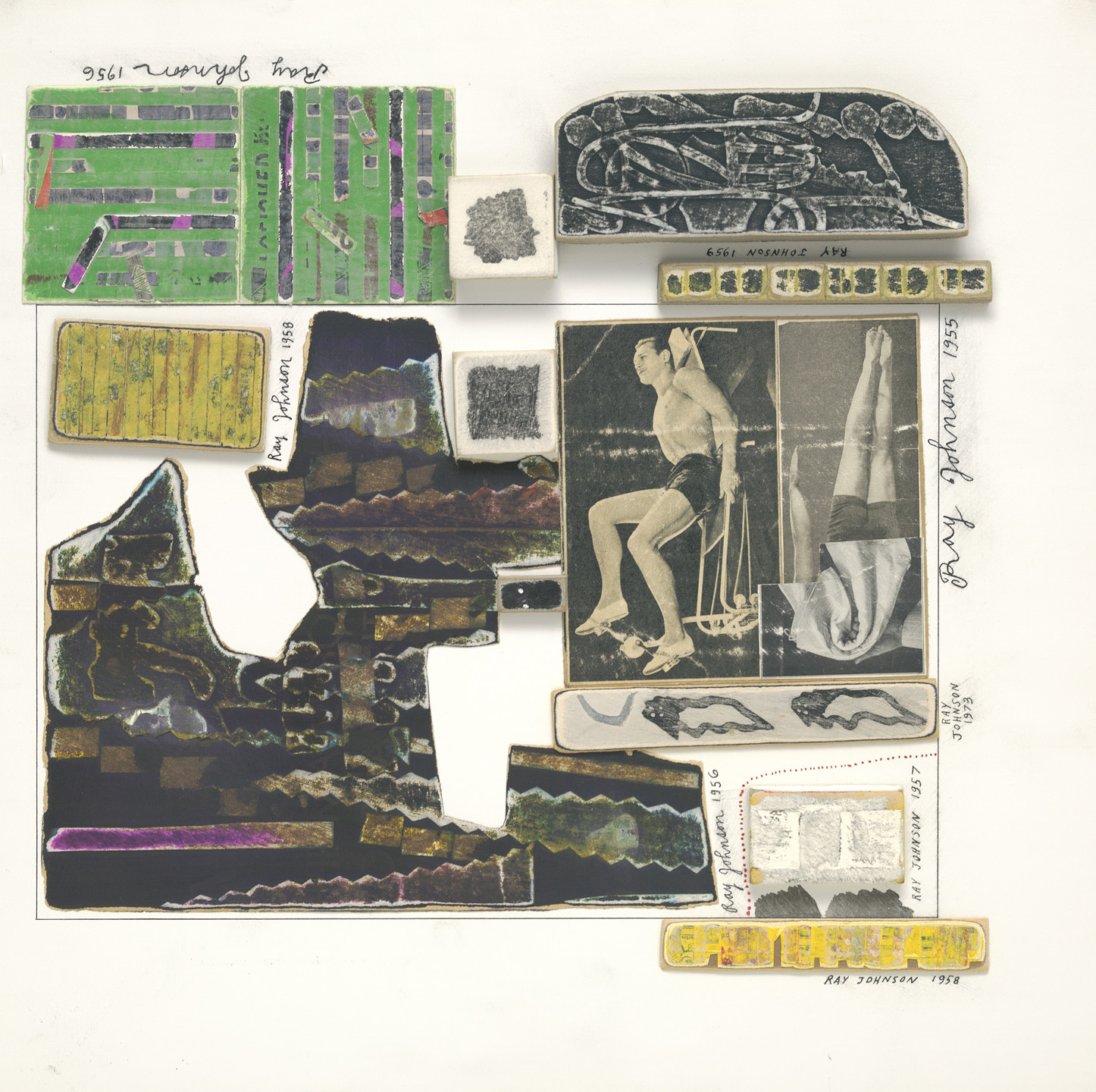 Ray Johnson. Untitled (Exercising Figures with Moticos). 1955-59/1973 ...