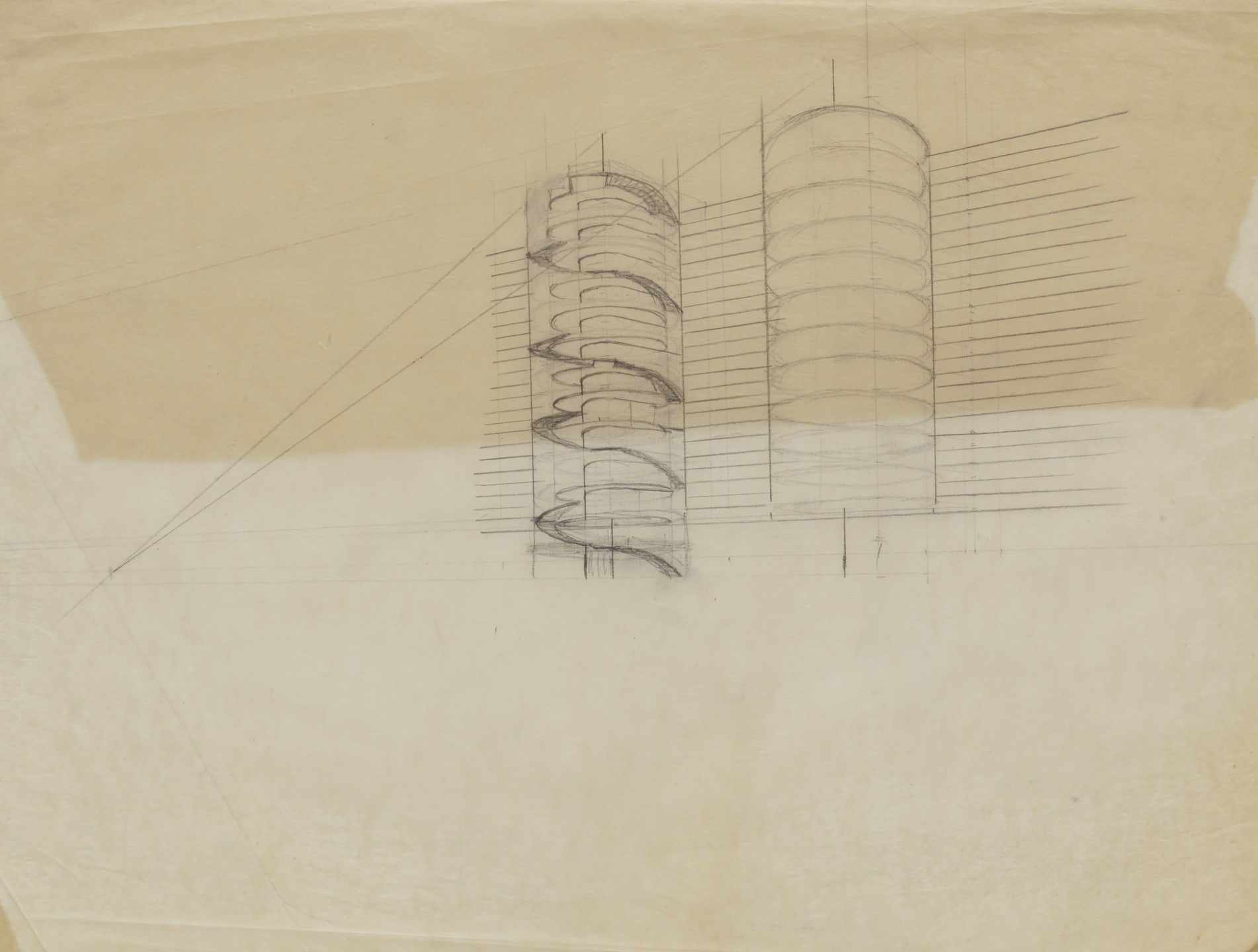 Bodo Rasch, Heinz Rasch. Suspension Houses Project (Perspective). 1927 ...