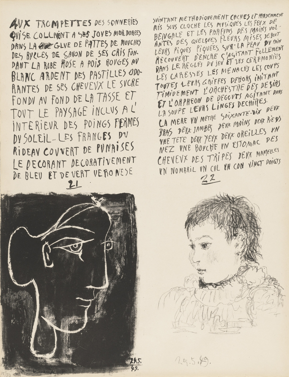 Pablo Picasso. In-text plates (folio 12) from Poèmes et lithographies ...
