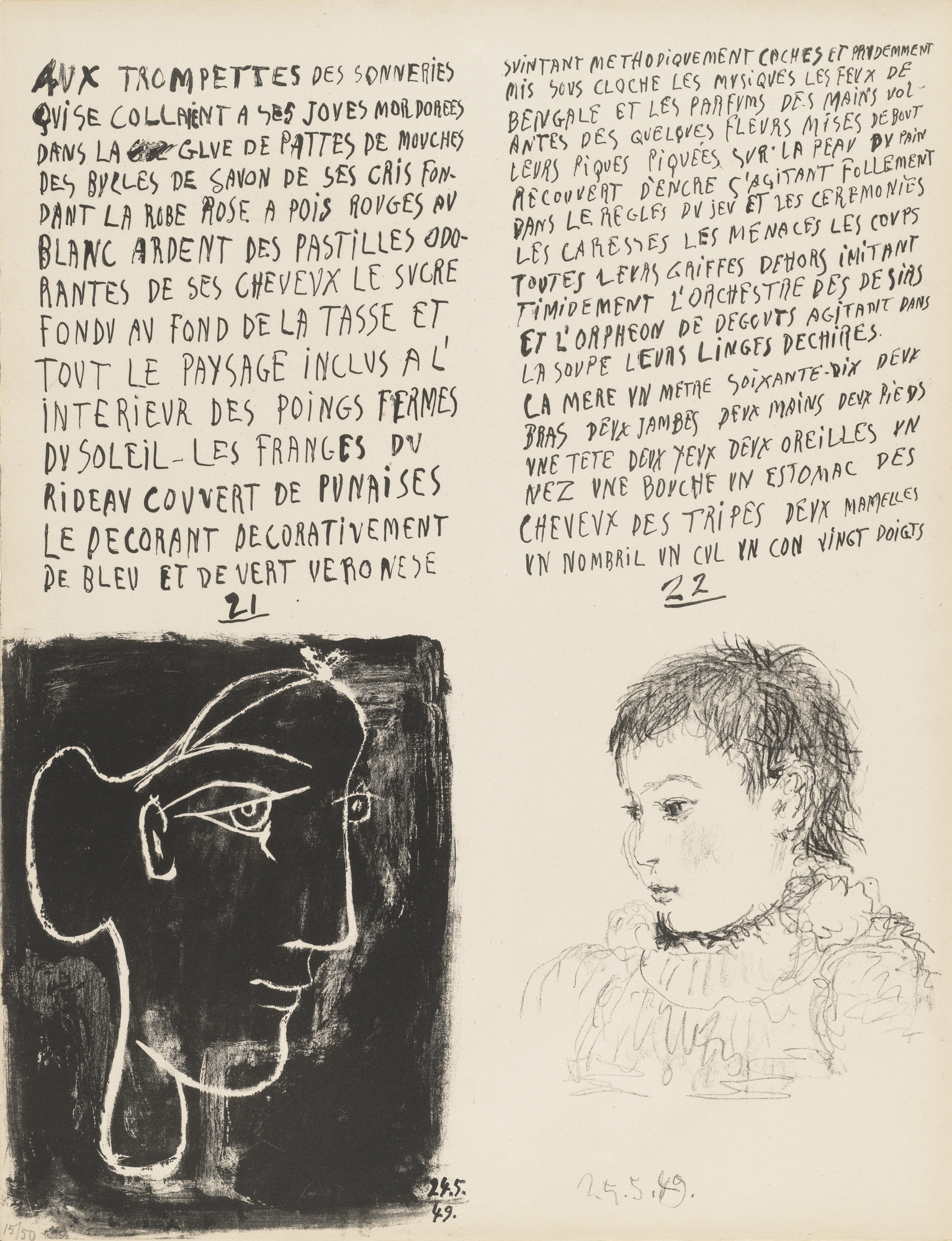 Pablo Picasso. In-text plates (folio 12) from Poèmes et lithographies ...