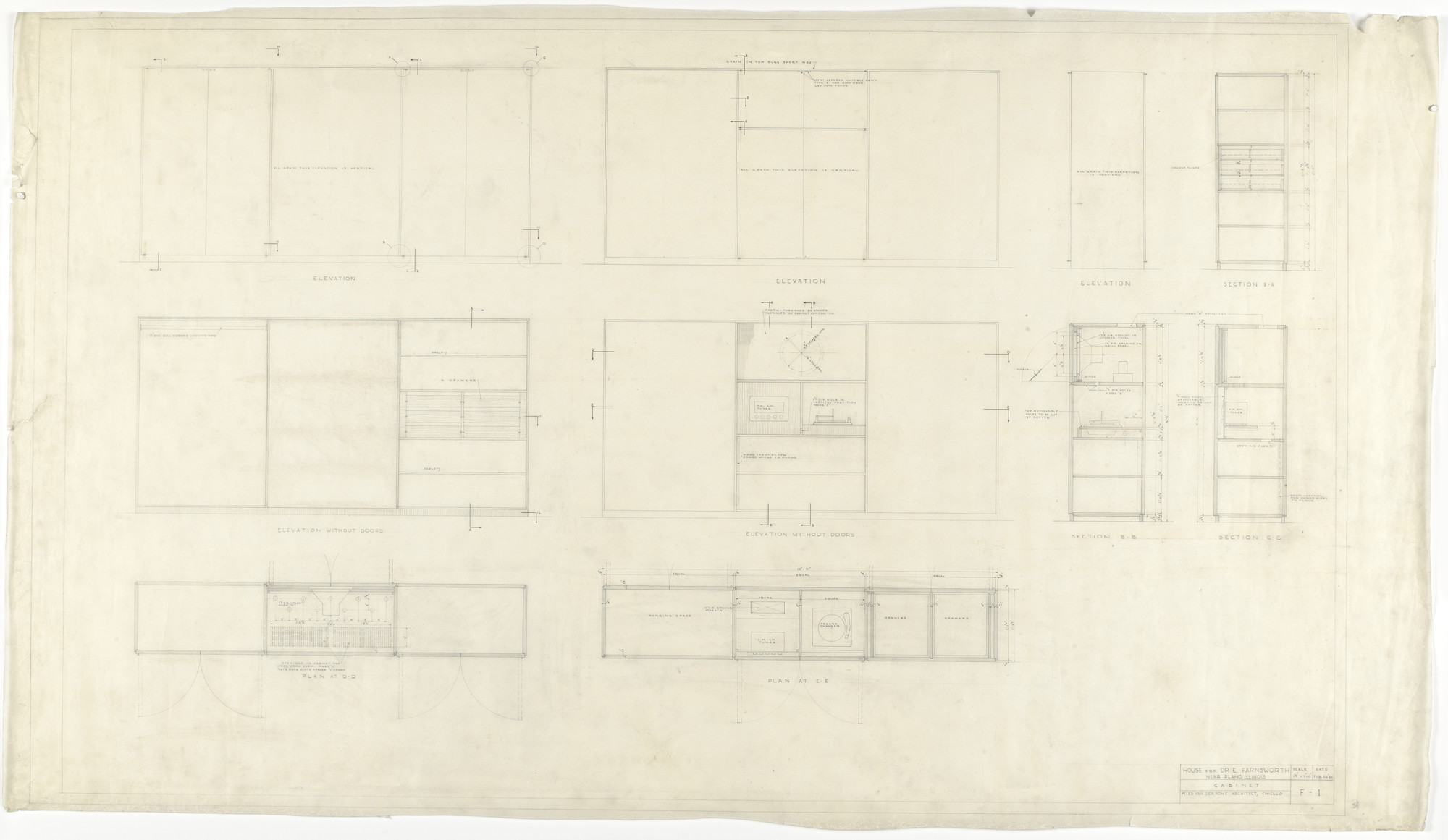 Farnsworth House Plans Sections Elevations