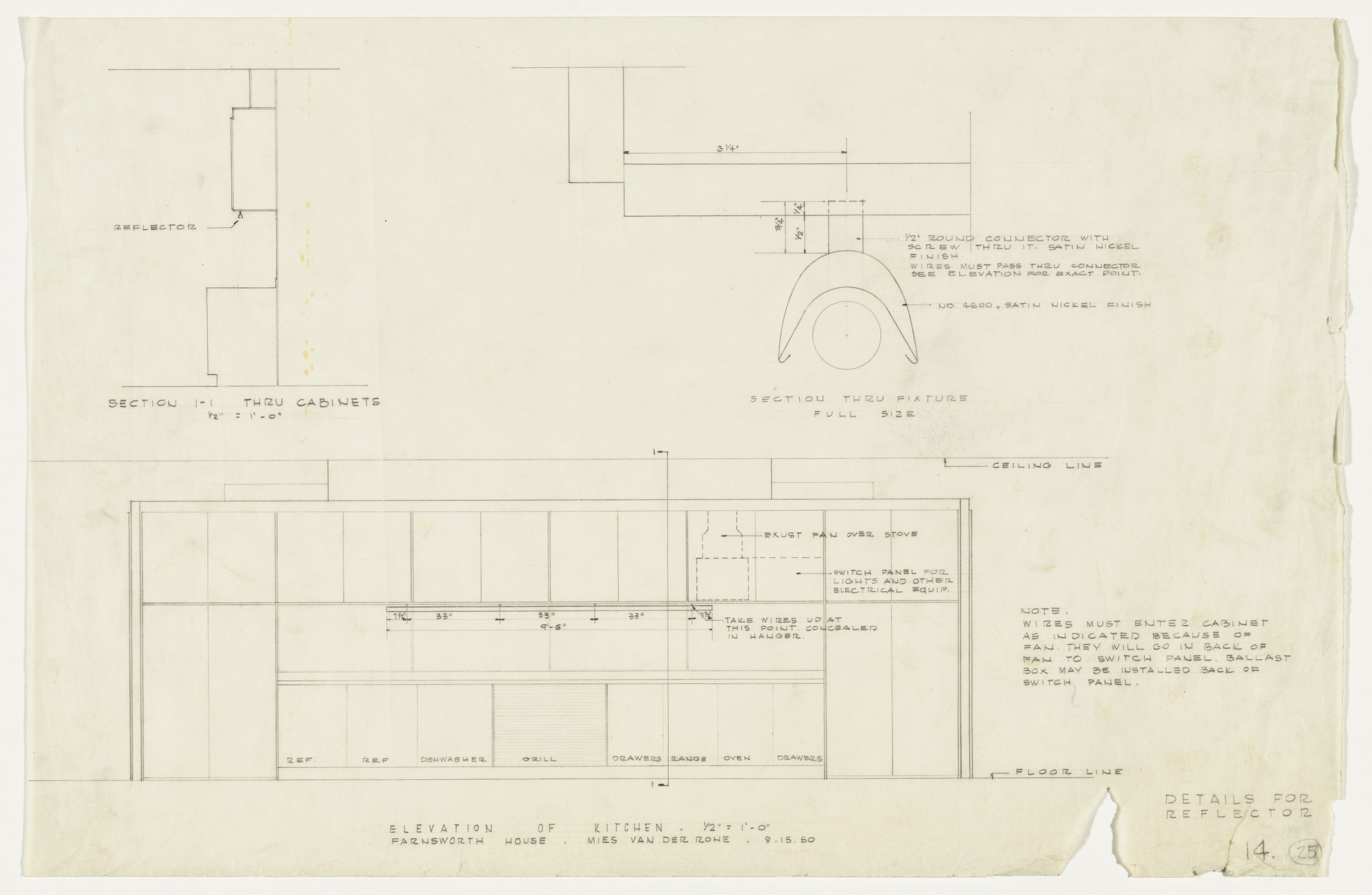 Ludwig Mies van der Rohe. Farnsworth House, Plano, Illinois (Elevation ...