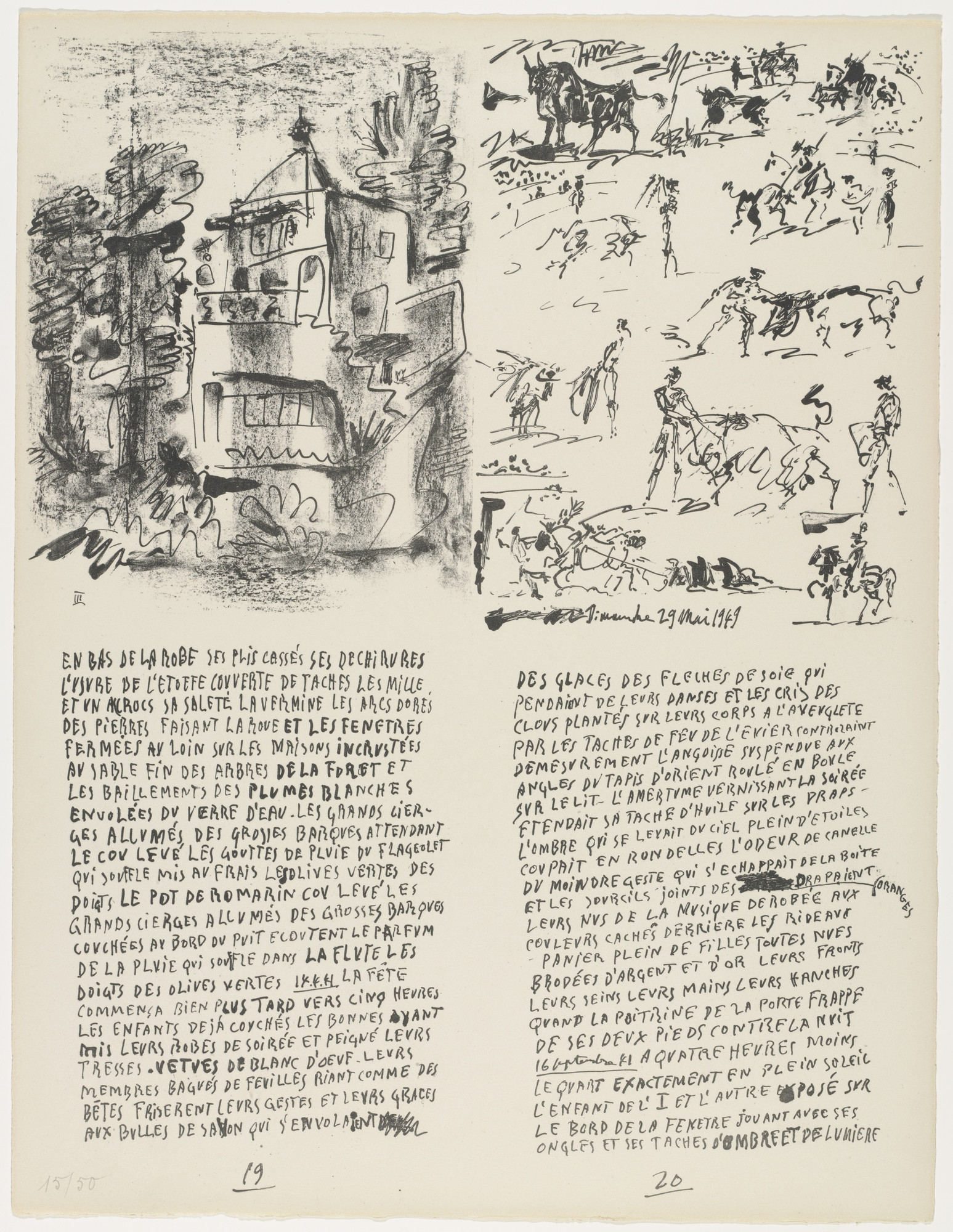 Pablo Picasso. In-text plates (folio 11) from Poèmes et lithographies ...