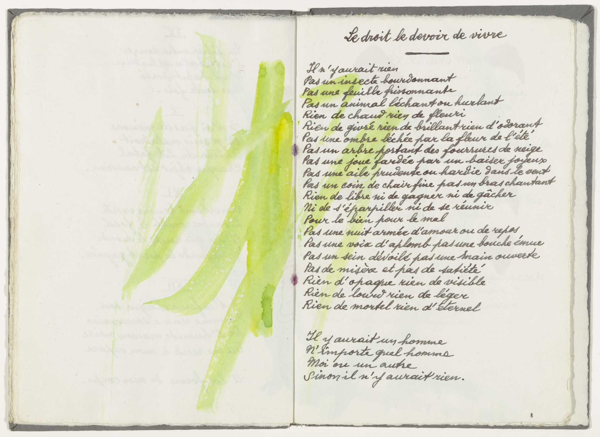 Pablo Picasso. Text with double page decoration (folios 13 verso and 14 ...