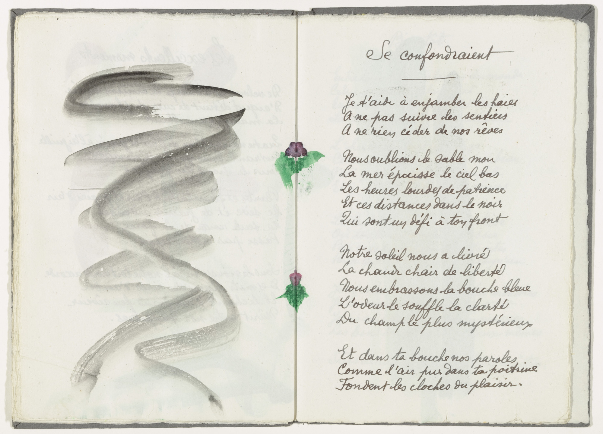 Pablo Picasso. Text with double page decoration (folios 15 verso and 16 ...