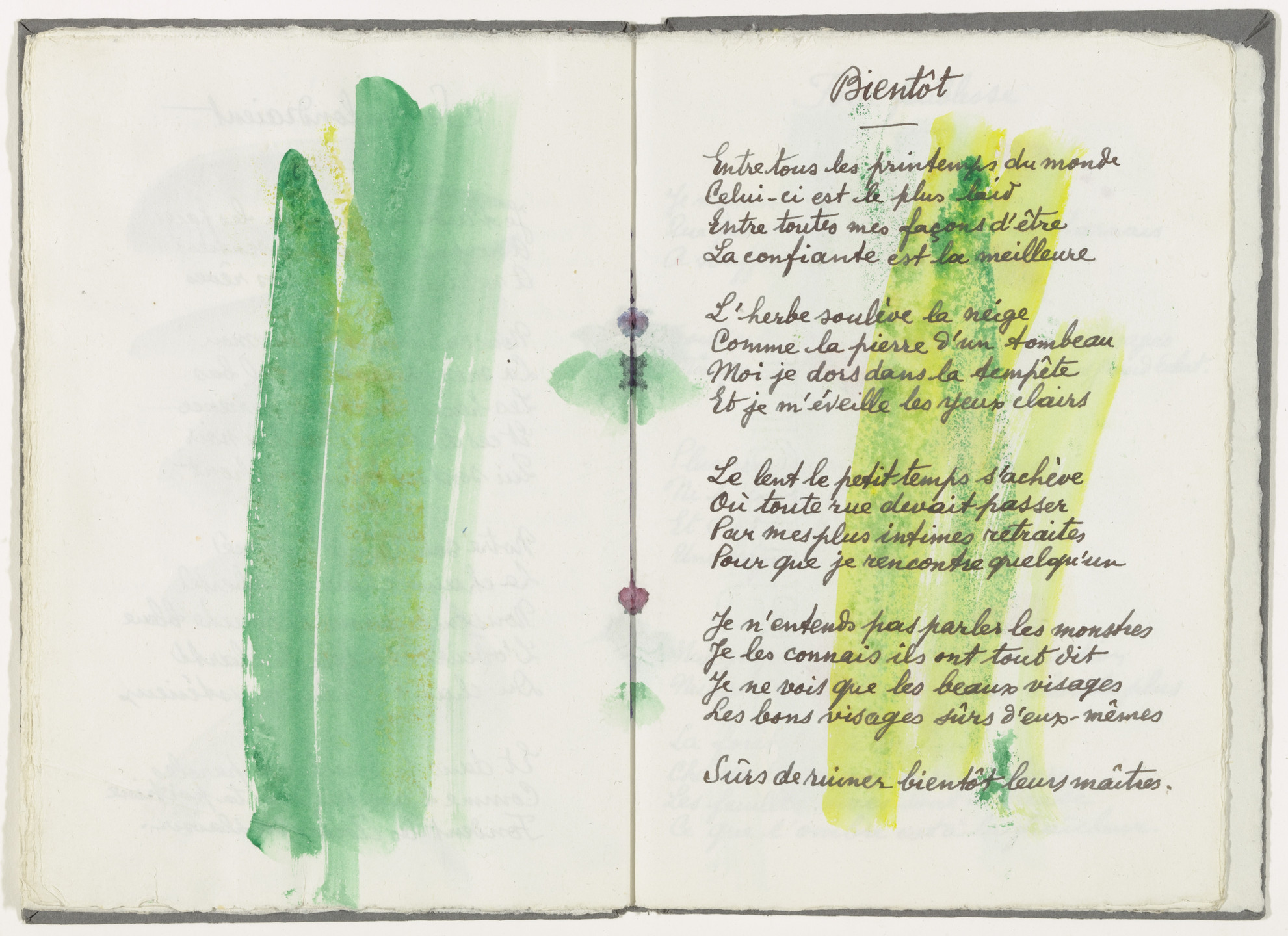 Pablo Picasso. Text with double page decoration (folios 16 verso and 17 ...