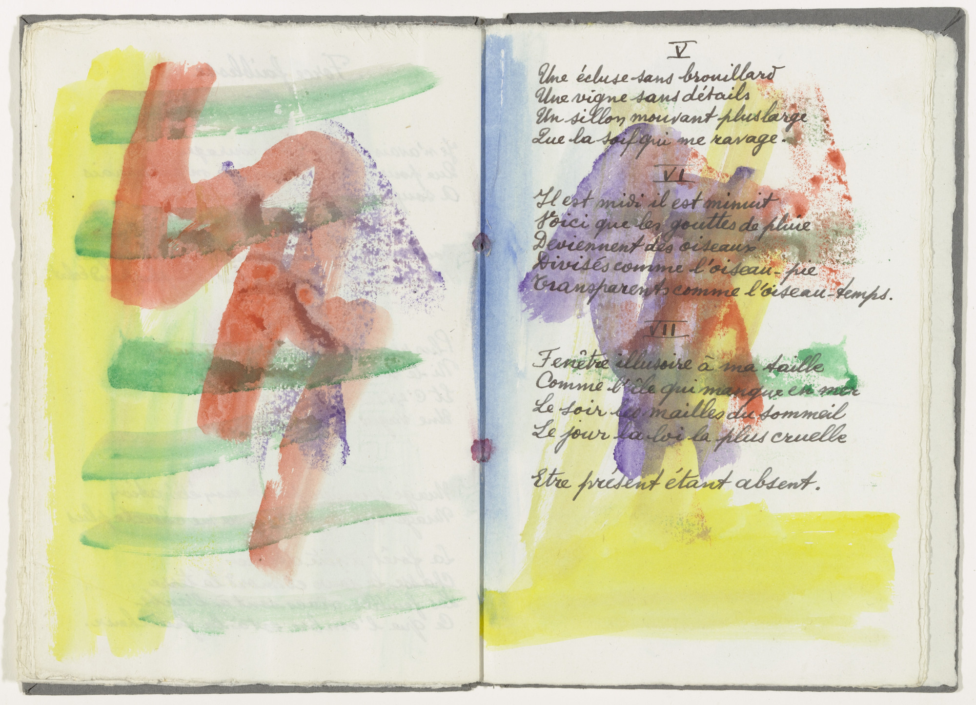 Pablo Picasso. Text with double page decoration (folios 18 verso and 19 ...