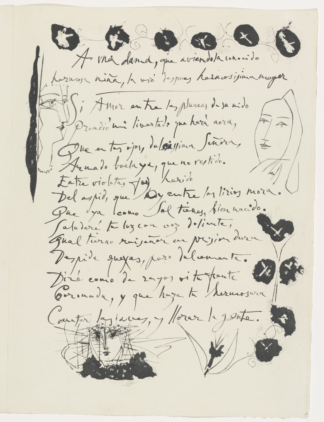 Pablo Picasso. A une dame que le poète avait connue fille et qu'il ...