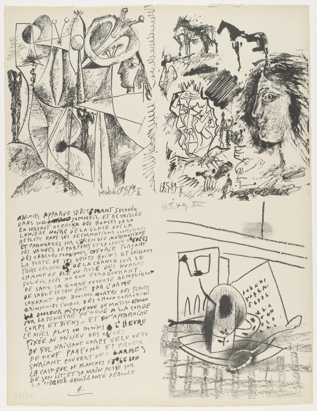 Pablo Picasso. In-text plates (folio 3) from Poèmes et lithographies ...