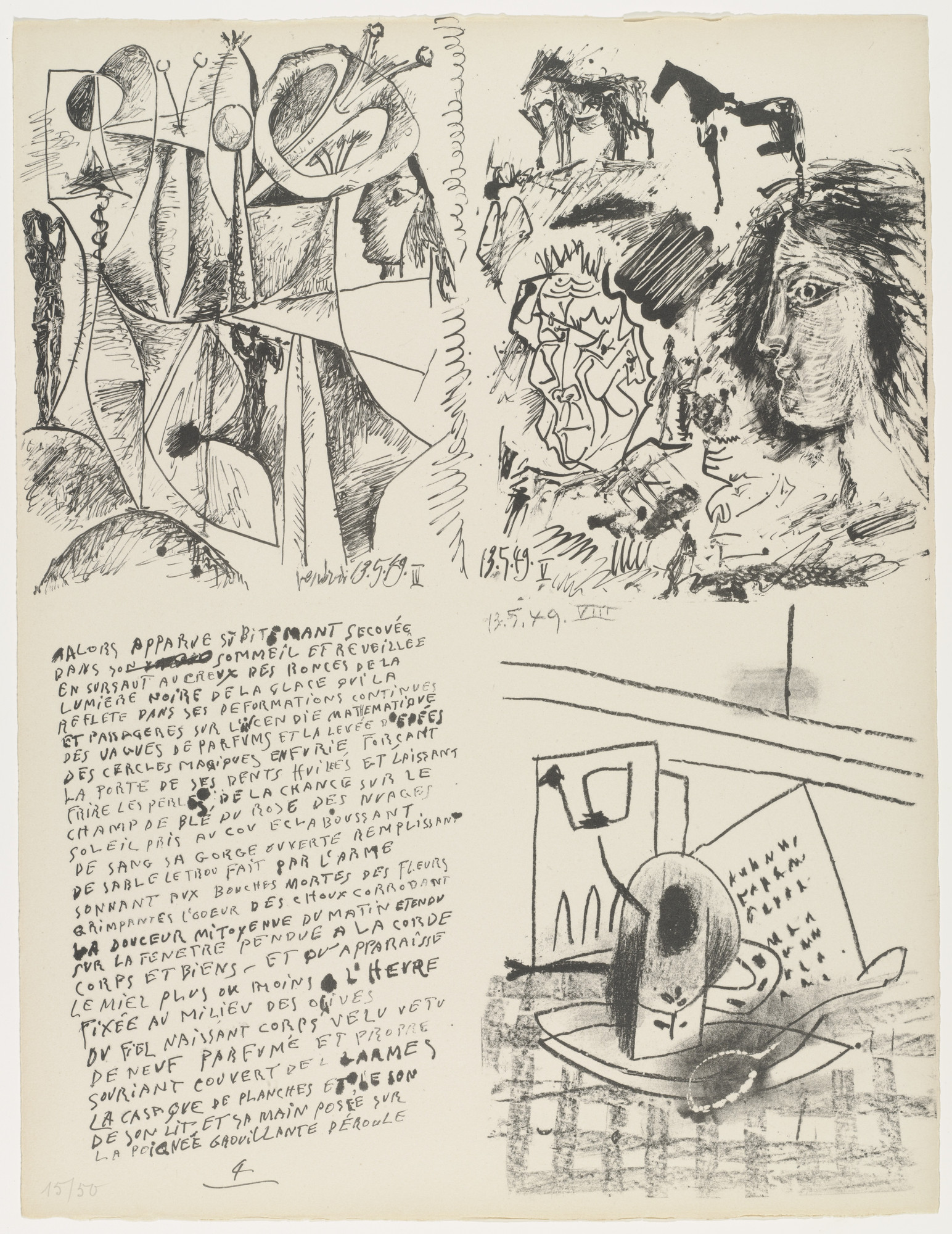 Pablo Picasso. In-text plates (folio 3) from Poèmes et lithographies ...