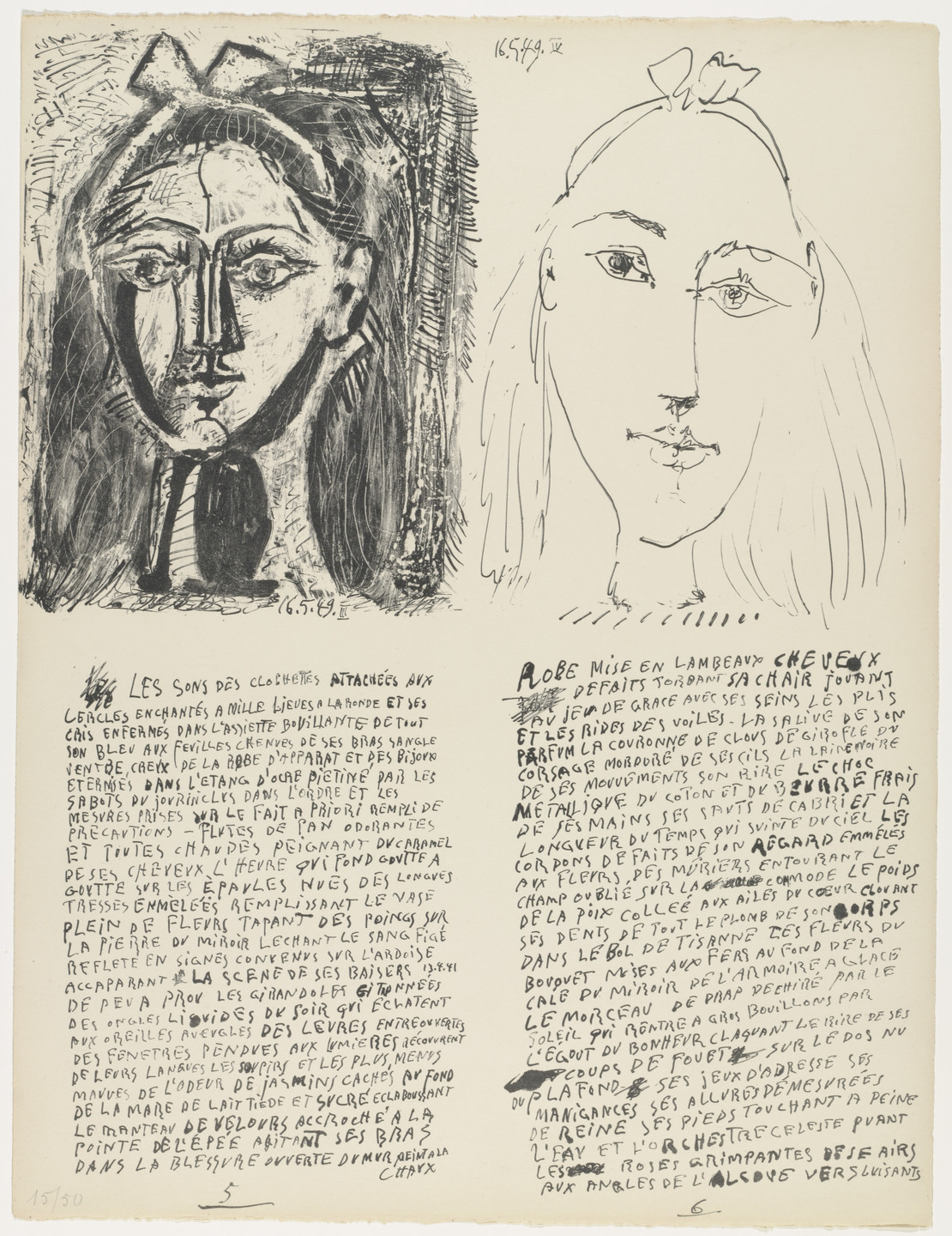 Pablo Picasso. In-text plates (folio 4) from Poèmes et lithographies ...