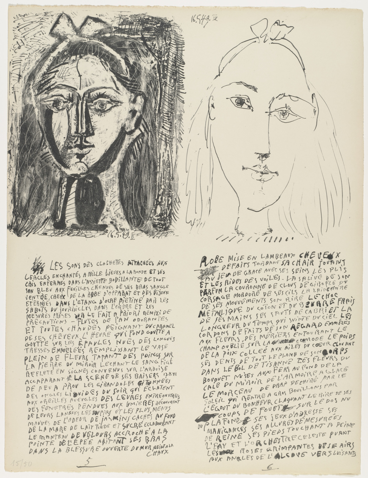 Pablo Picasso. In-text plates (folio 4) from Poèmes et lithographies ...