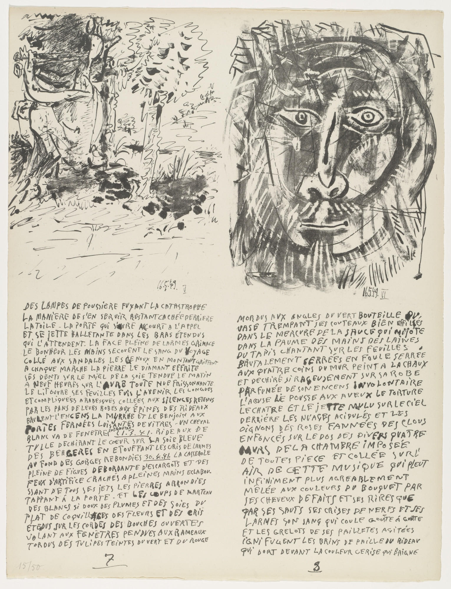 Pablo Picasso. In-text plates (folio 5) from Poèmes et lithographies ...