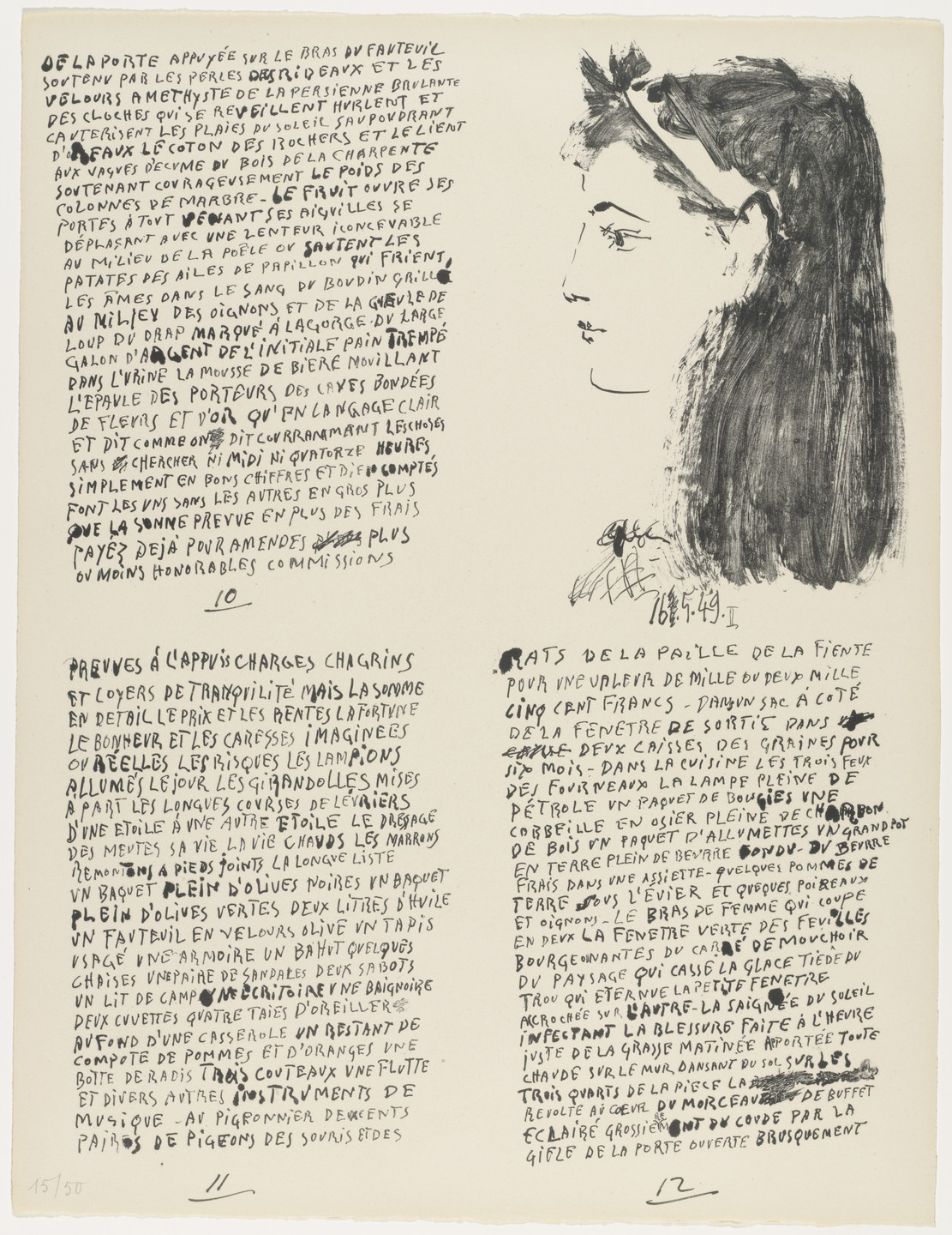 Pablo Picasso. In-text plate (folio 7) from Poèmes et lithographies ...