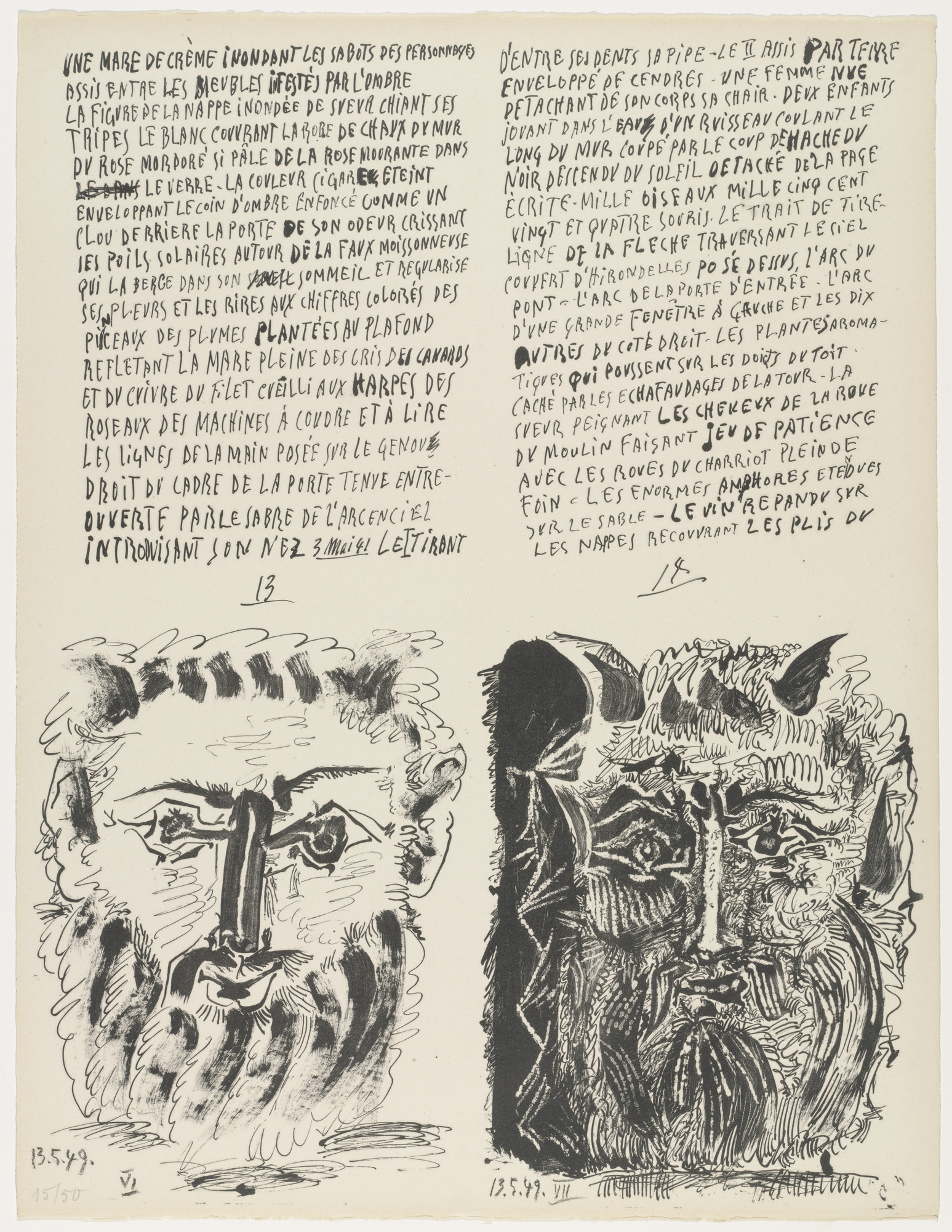 Pablo Picasso. In-text plates (folio 8) from Poèmes et lithographies ...