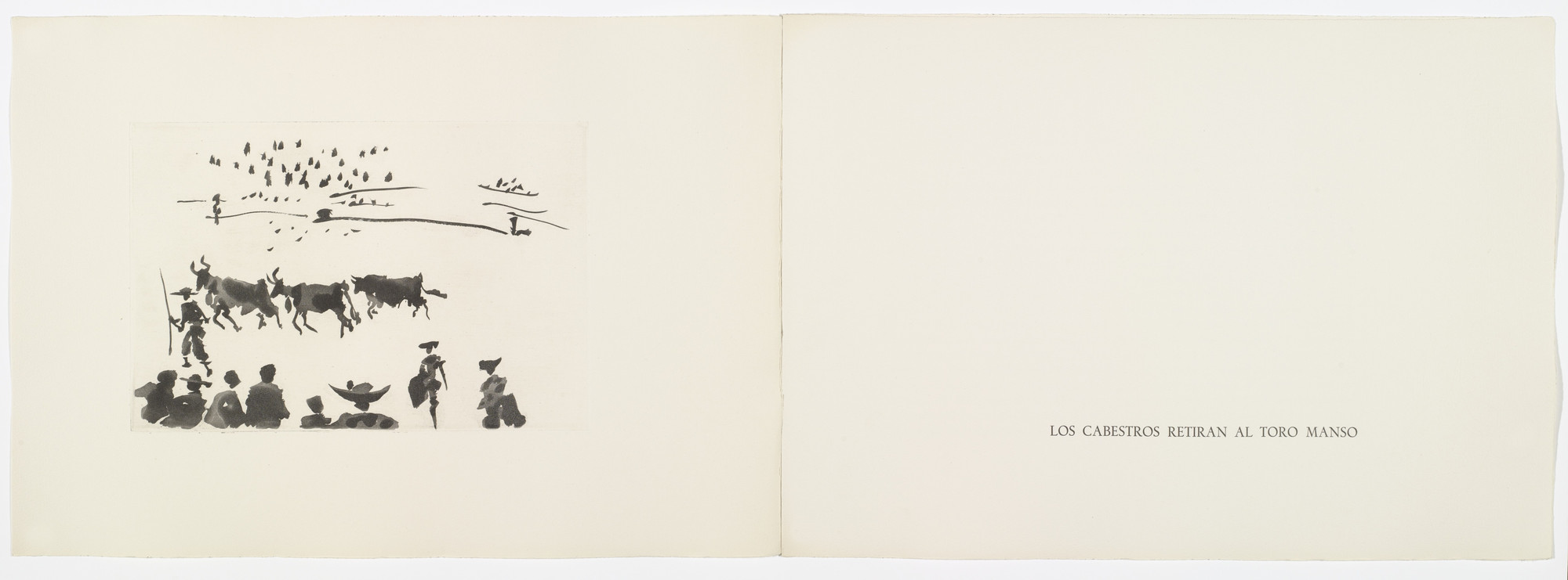 Pablo Picasso. Oxen Retiring the Docile Bull, plate 9 (facing page 41 ...