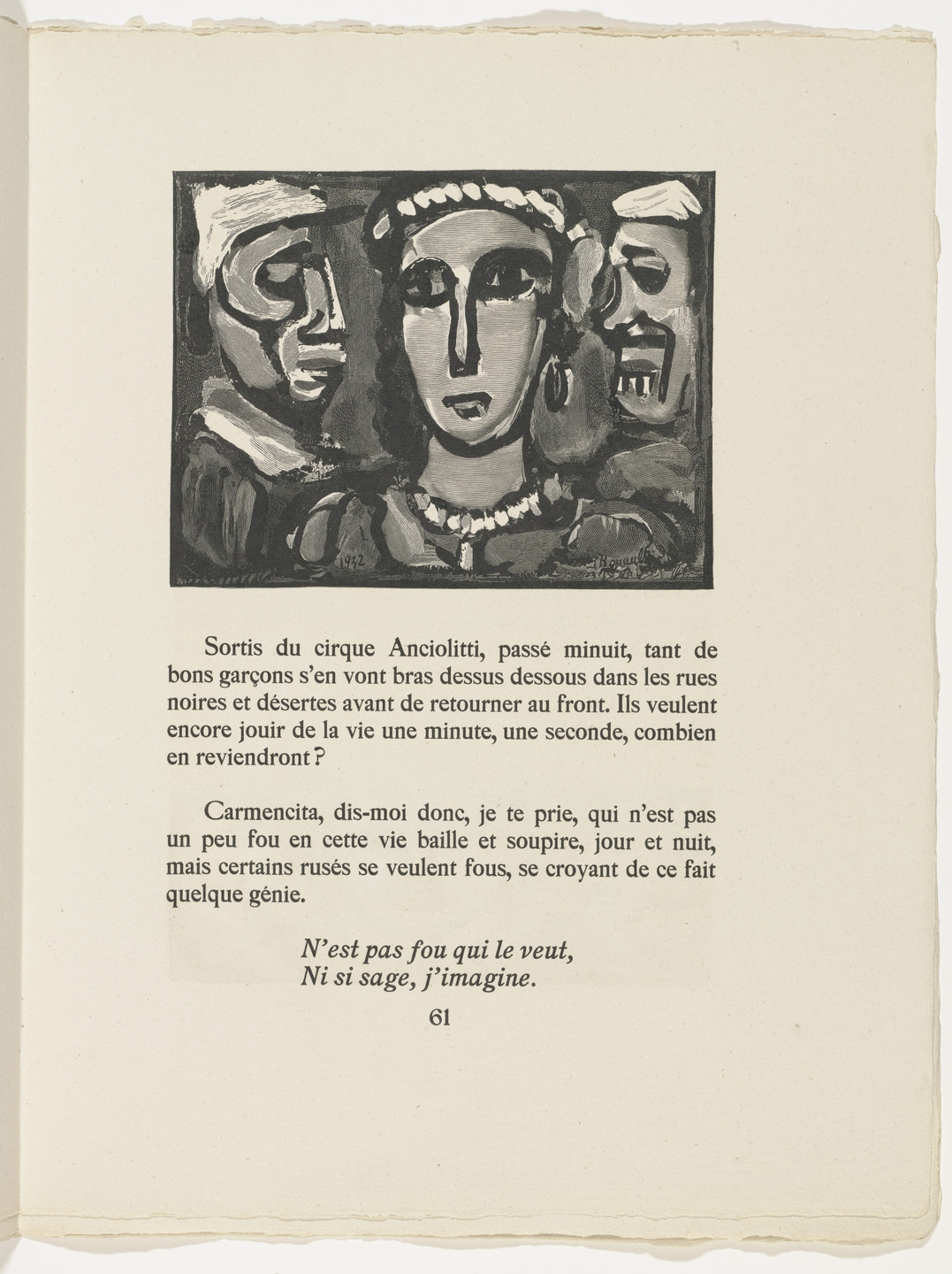 Georges Rouault. Headpiece (page 61) from Cirque de l'étoile filante ...