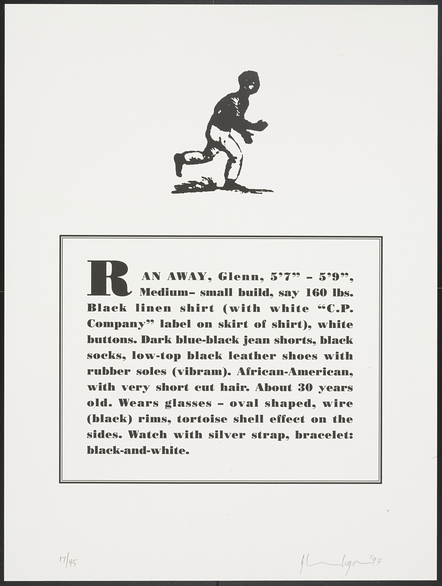 Glenn Ligon. Untitled from Runaways. 1993 | MoMA