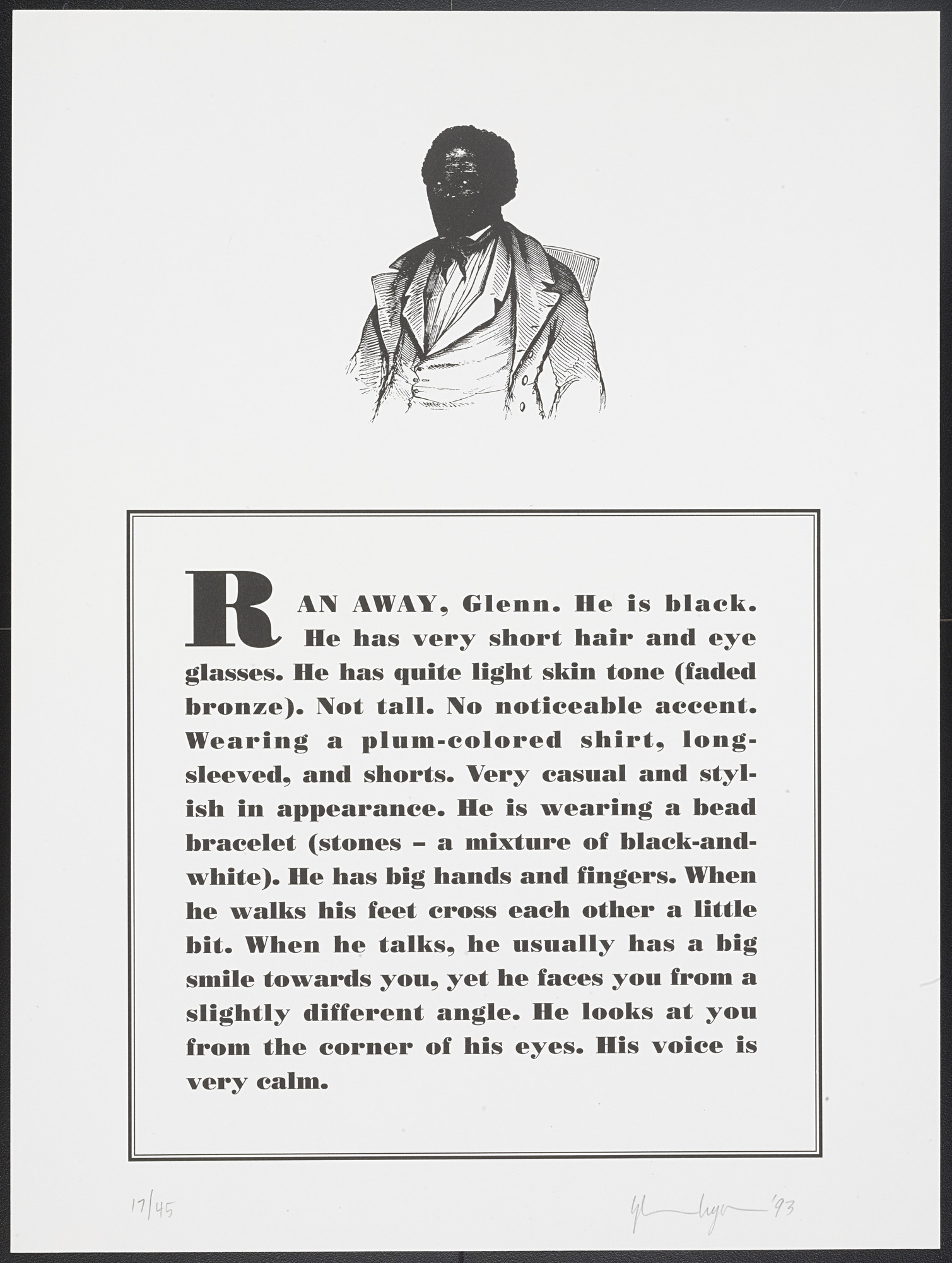 Glenn Ligon. Untitled from Runaways. 1993 | MoMA