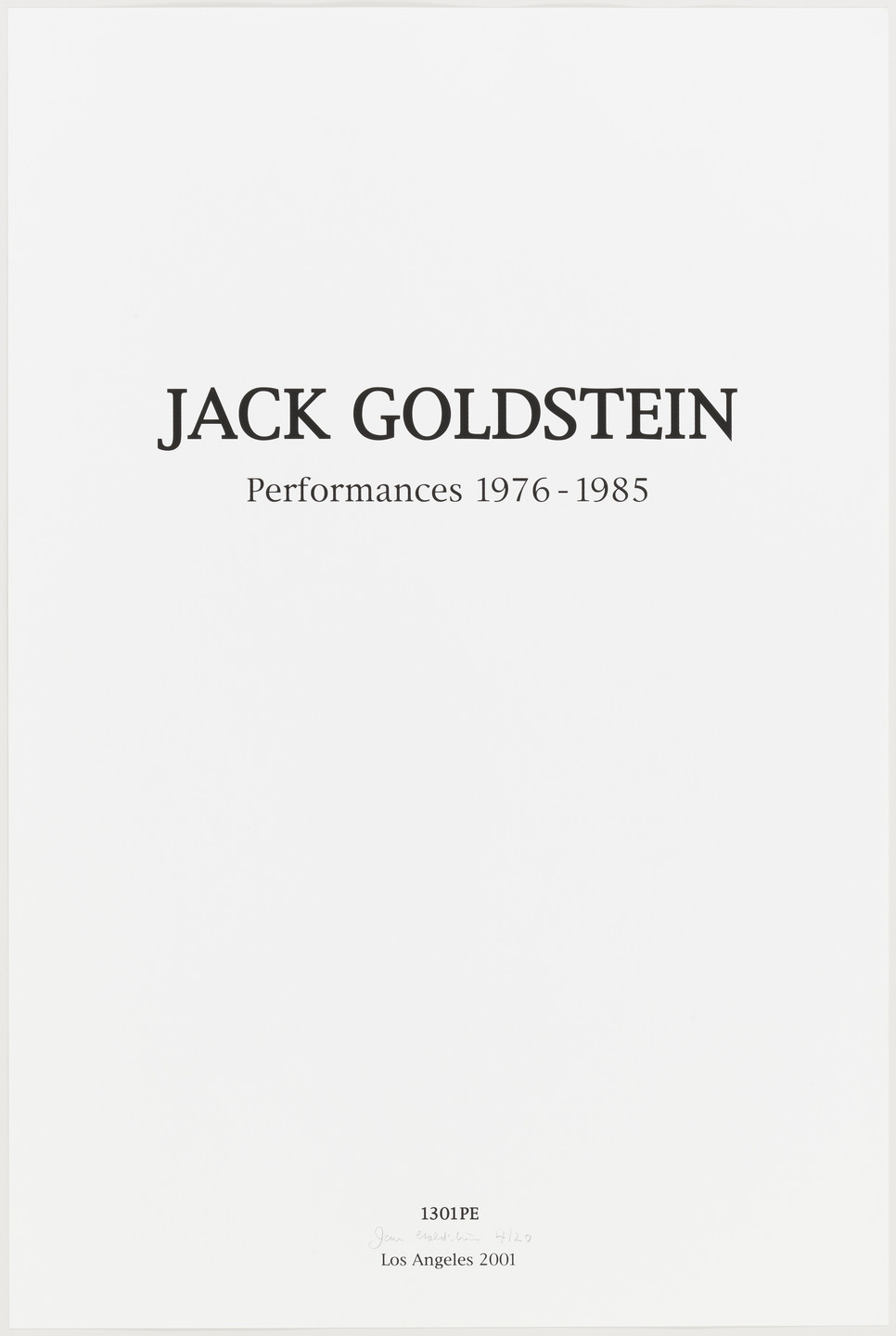 Jack Goldstein. Portfolio of Performance, 1976-1985. 2001 | MoMA