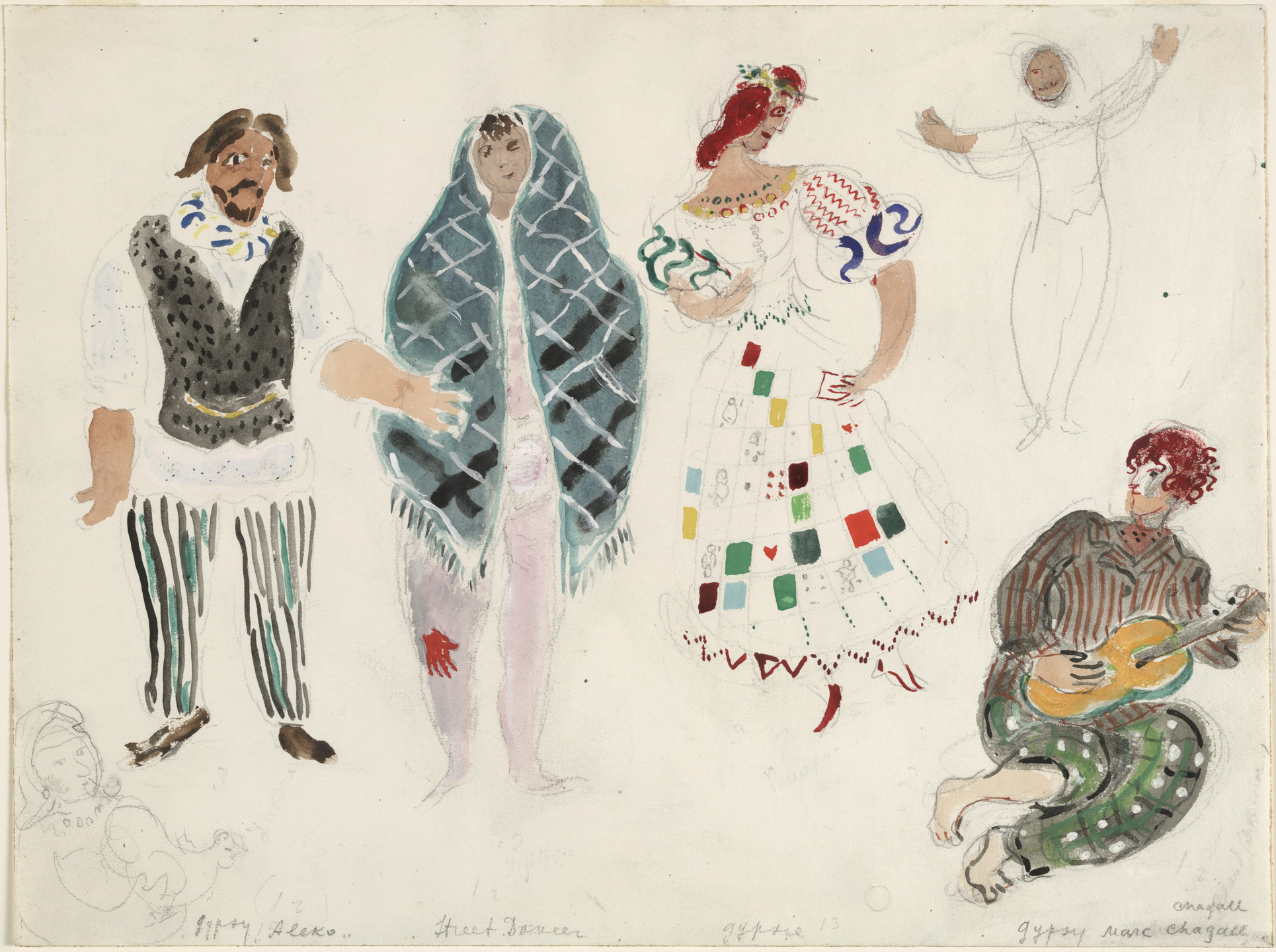 Marc Chagall. A Street Dancer and Gypsies. Costume design for Scene II ...