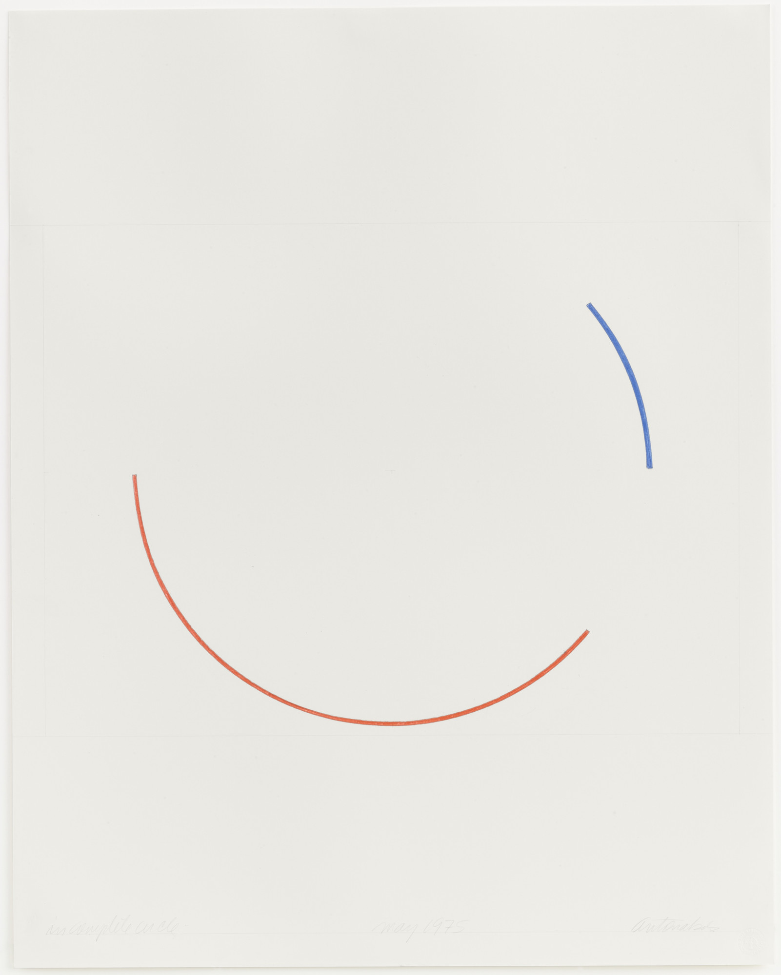 Stephen Antonakos. Incomplete Circle (five-unit drawing with blue and ...