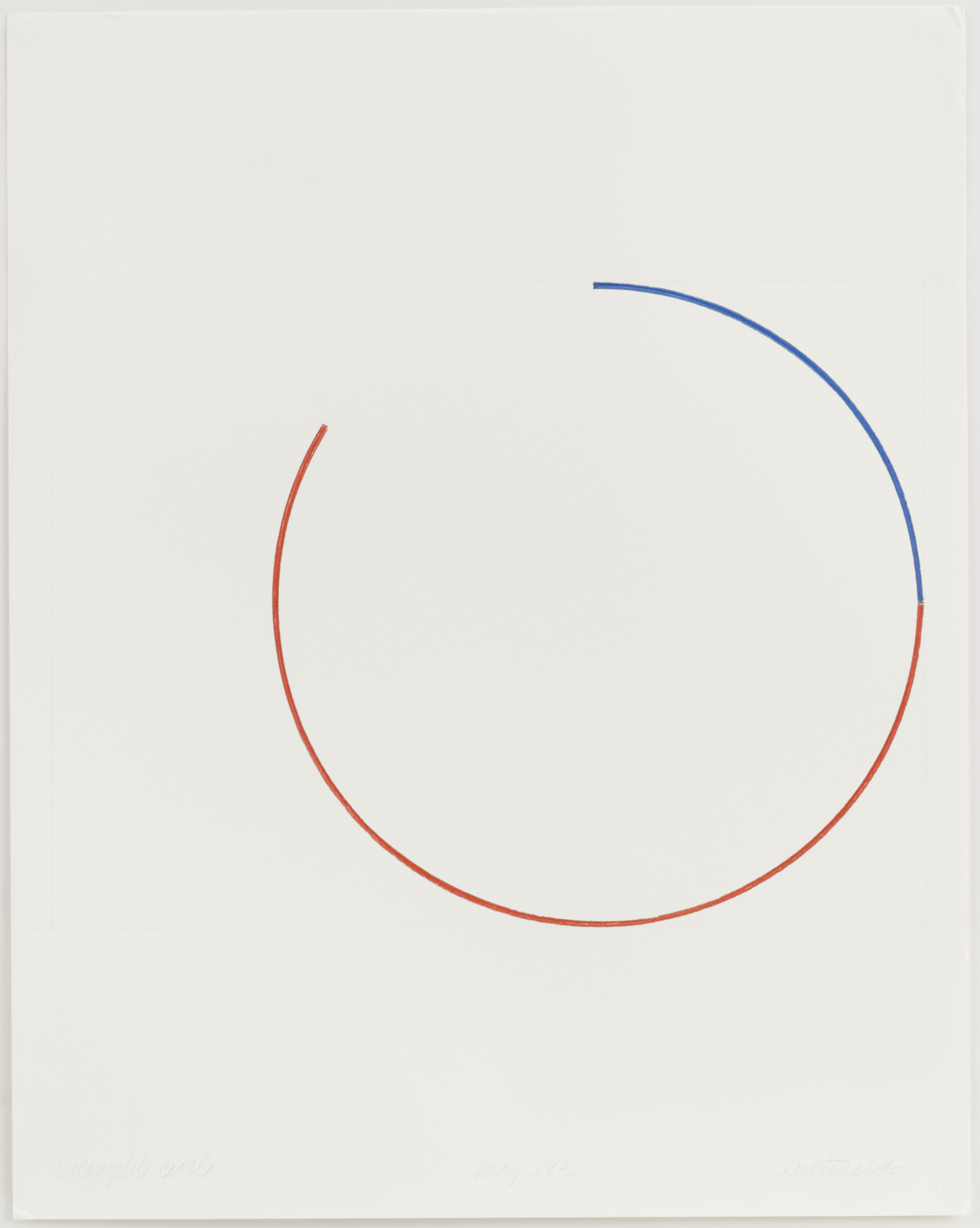 Stephen Antonakos. Incomplete Circle (five-unit drawing with blue and ...