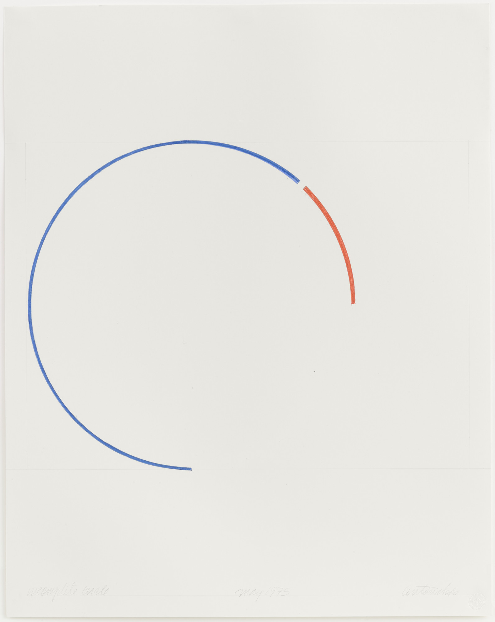 Stephen Antonakos. Incomplete Circle (five-unit drawing with blue and ...